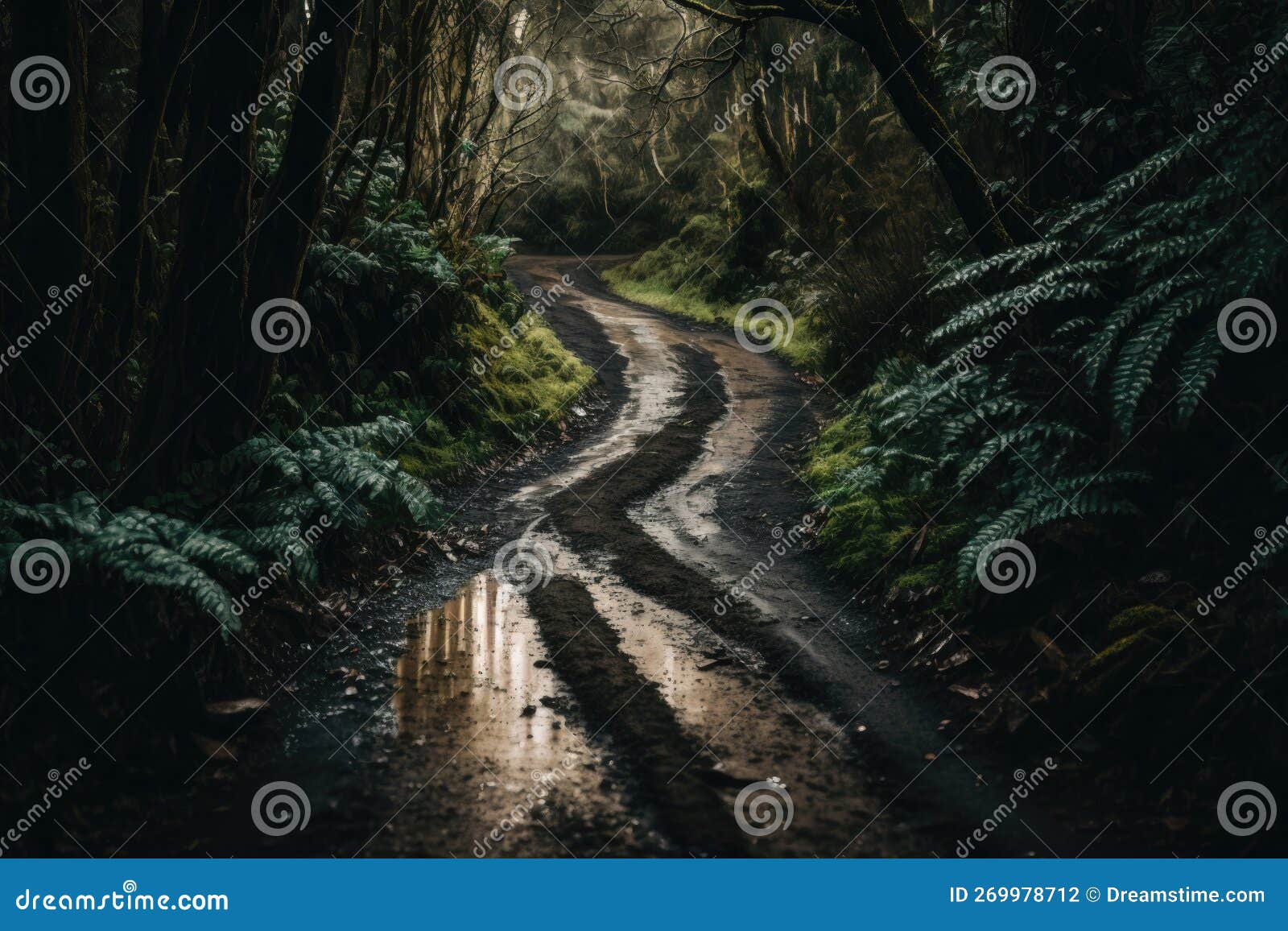 Beautiful Scenery of Pathway in a Forest with Trees. Illustration ...