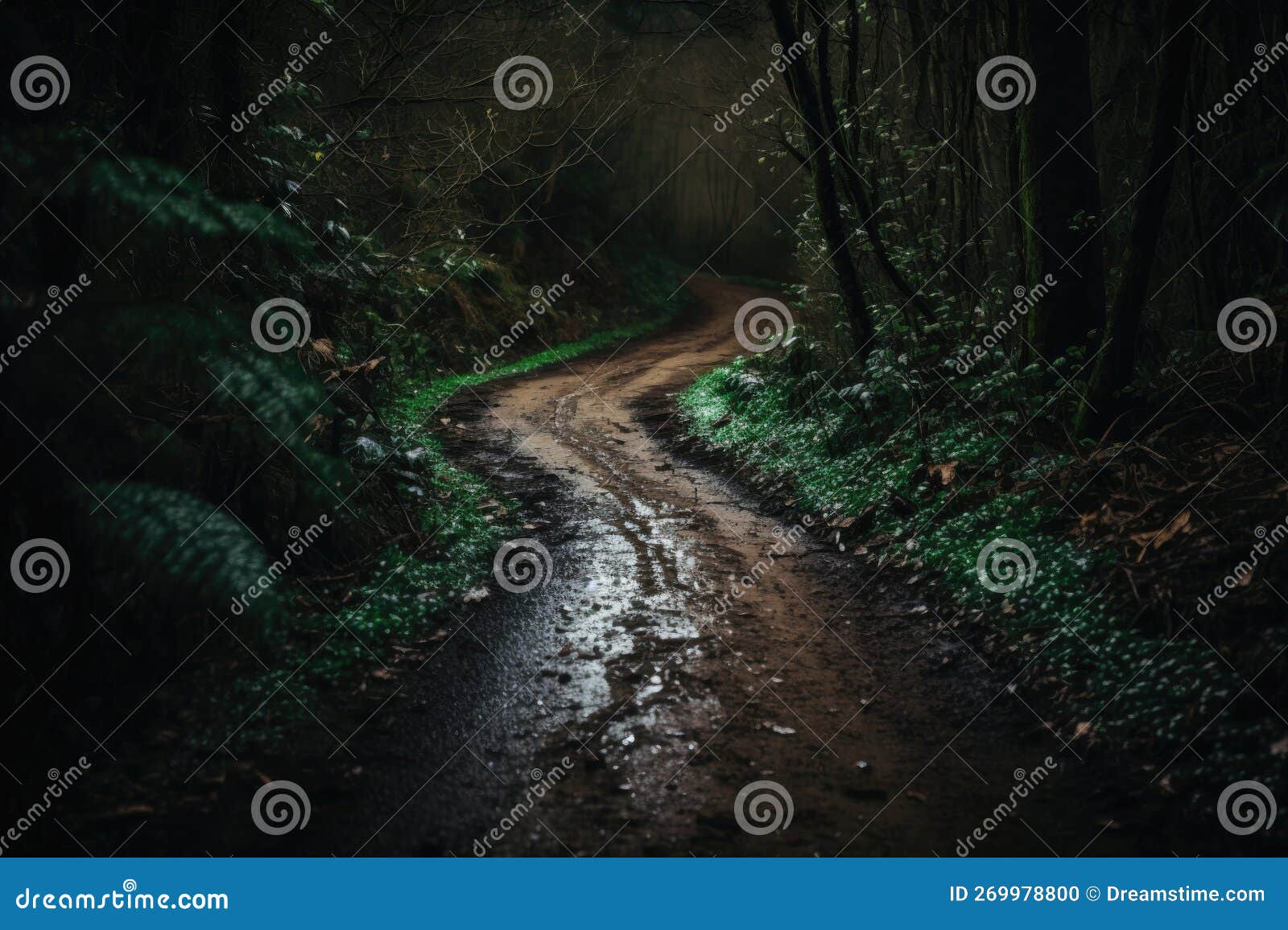 Beautiful Scenery of Pathway in a Forest with Trees. Illustration ...