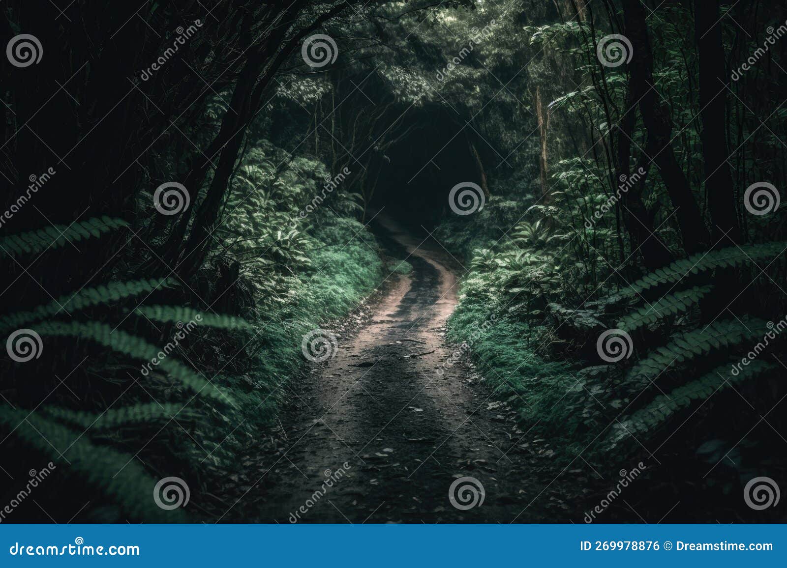 Beautiful Scenery of Pathway in a Forest with Trees. Illustration ...