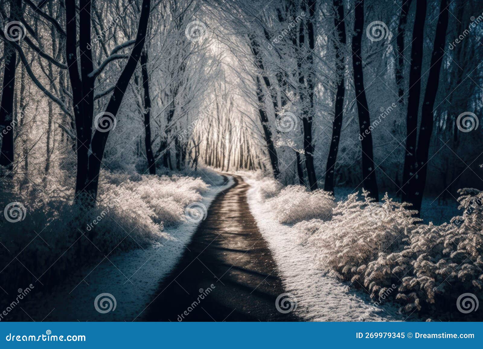 Beautiful Scenery of Pathway in a Forest with Trees. Illustration ...