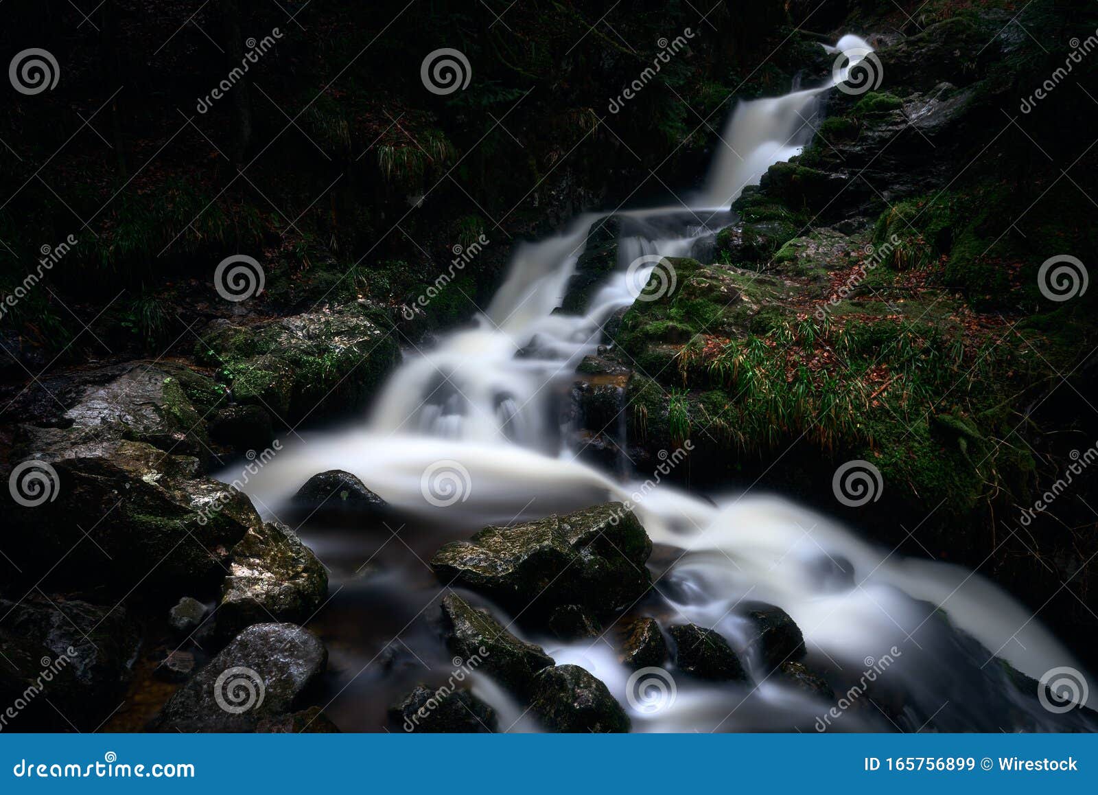 Beautiful Scenery of a Powerful Waterfall in a Forest Near Mossy Rock ...