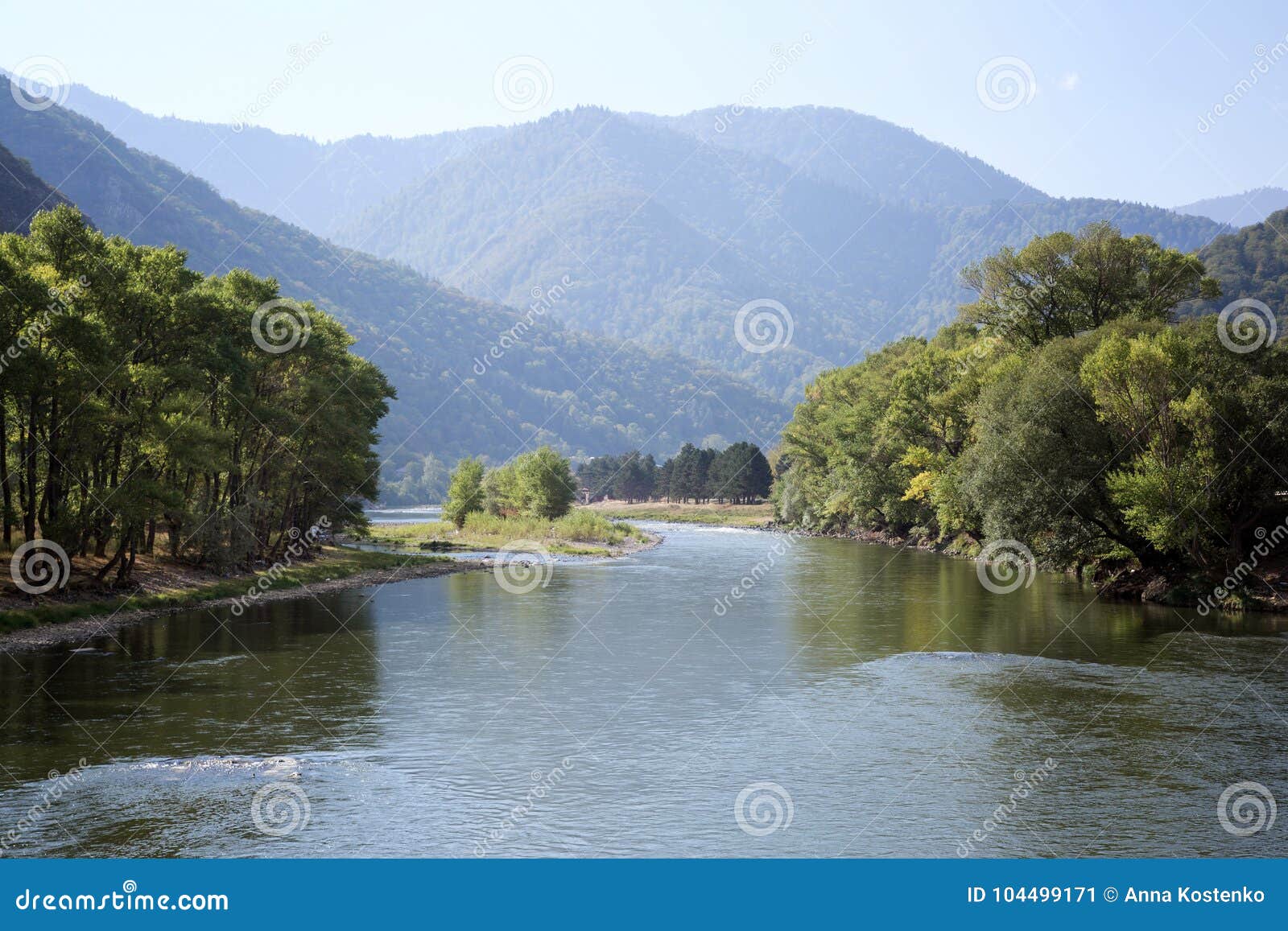 Beautiful Scenery with a River and Mountains in Georgia Stock Image ...