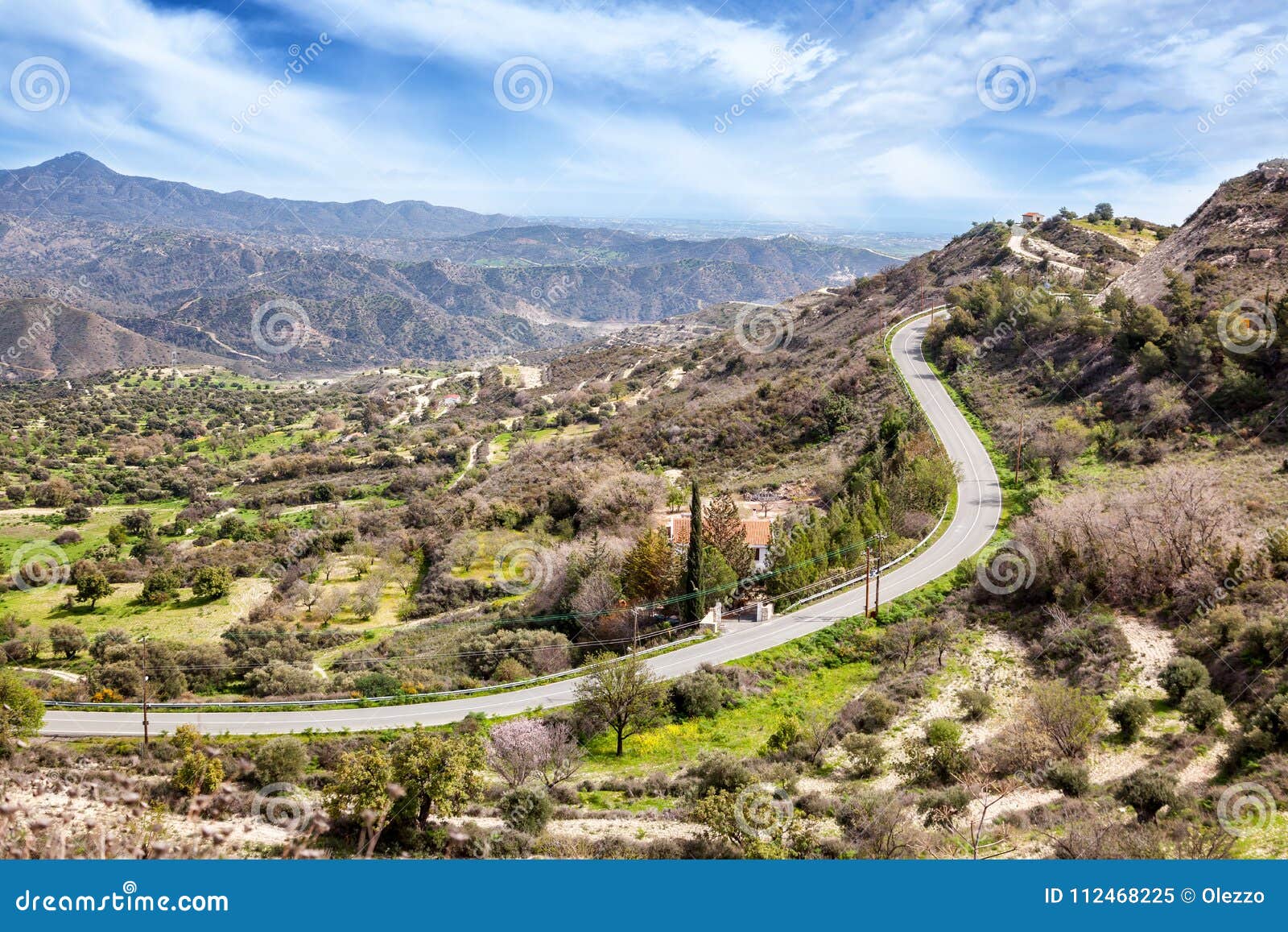 Beautiful Scenery, a Road in the Mountains in Cyprus Stock Image ...