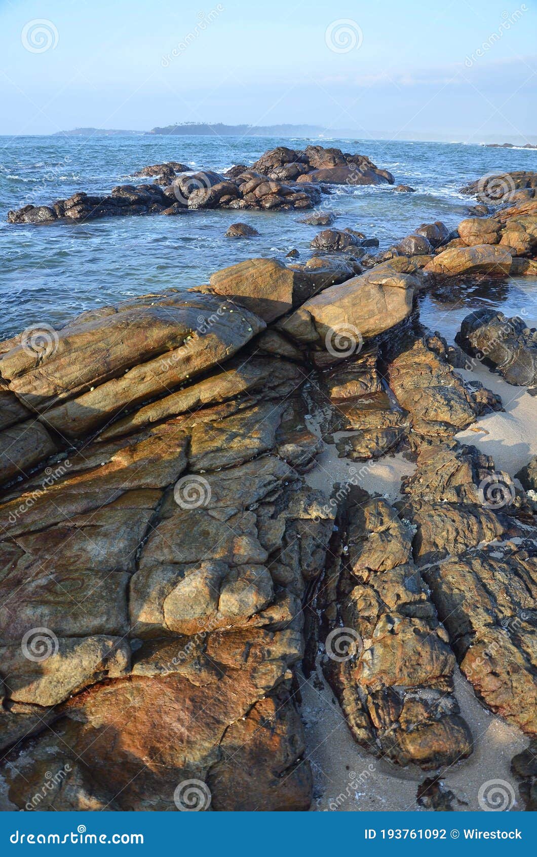 Beautiful Scenery of Rock Formations on the Beach with Splashing Sea ...