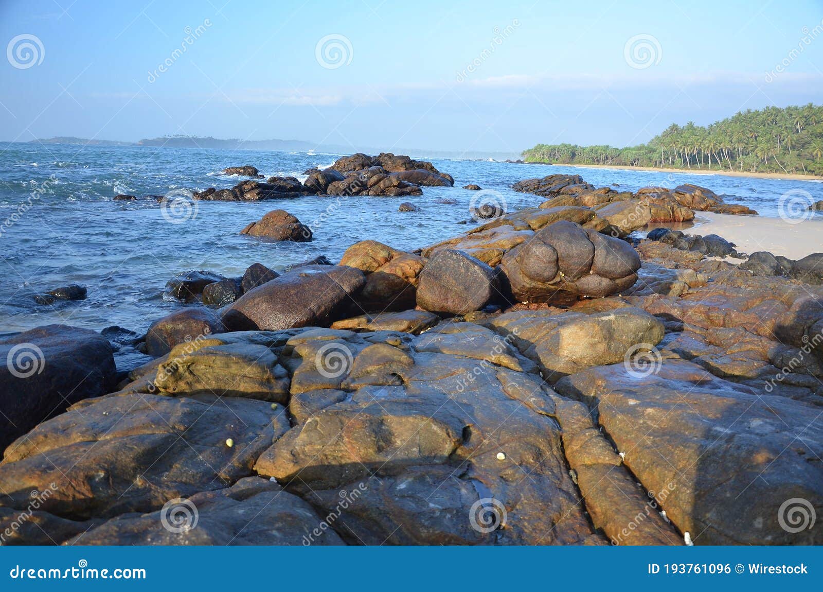 Beautiful Scenery of Rock Formations on the Beach with Splashing Sea ...