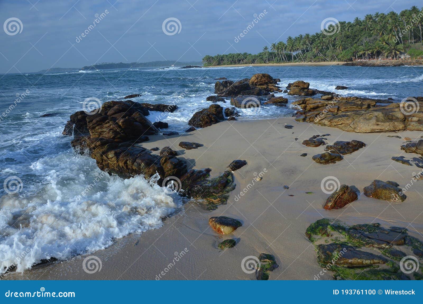 Beautiful Scenery of Rock Formations on the Beach with Splashing Sea ...