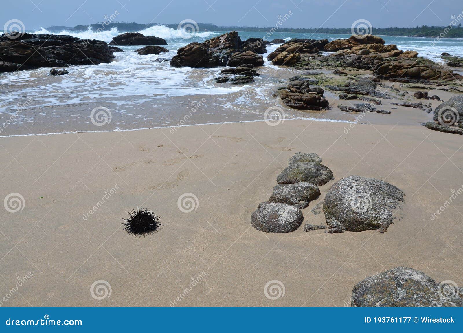 Beautiful Scenery of Rock Formations on the Beach with Splashing Sea ...