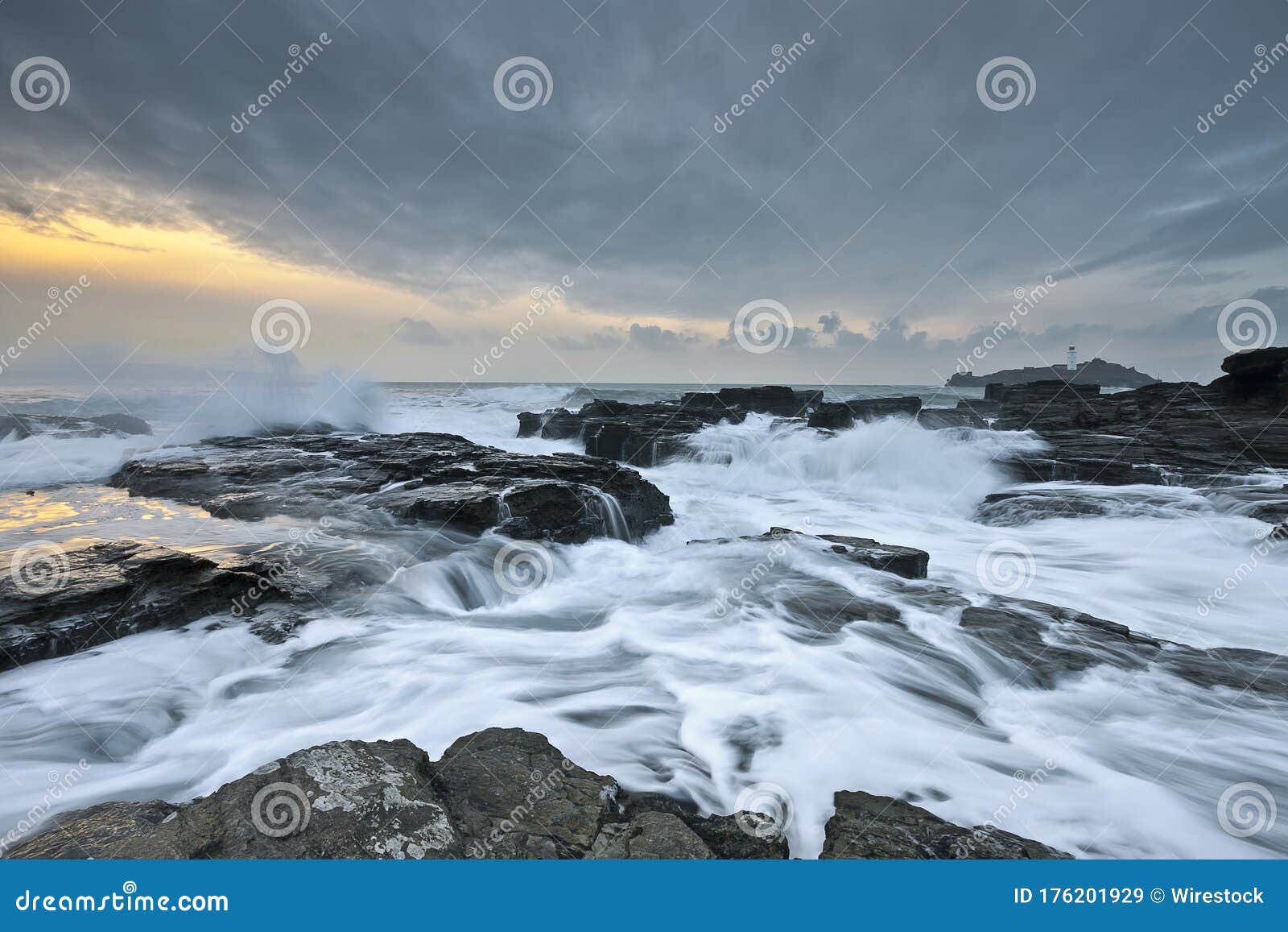 Beautiful Scenery of a Running Water Stream with a Rocky Surface Under ...