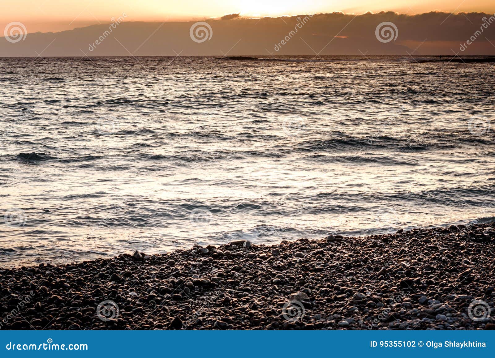 Beautiful Scenery on the Sea Shore the Waves and Sunset Stock Photo ...