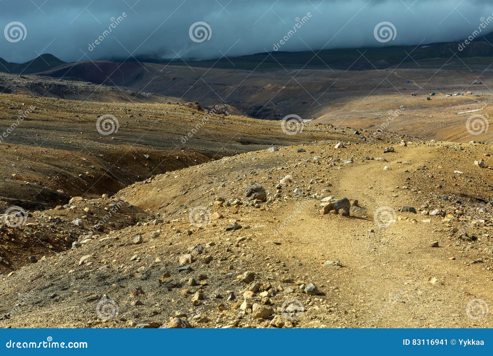 Beautiful Scenery Slopes of Volcano Mutnovsky with Clouds. Stock Image ...