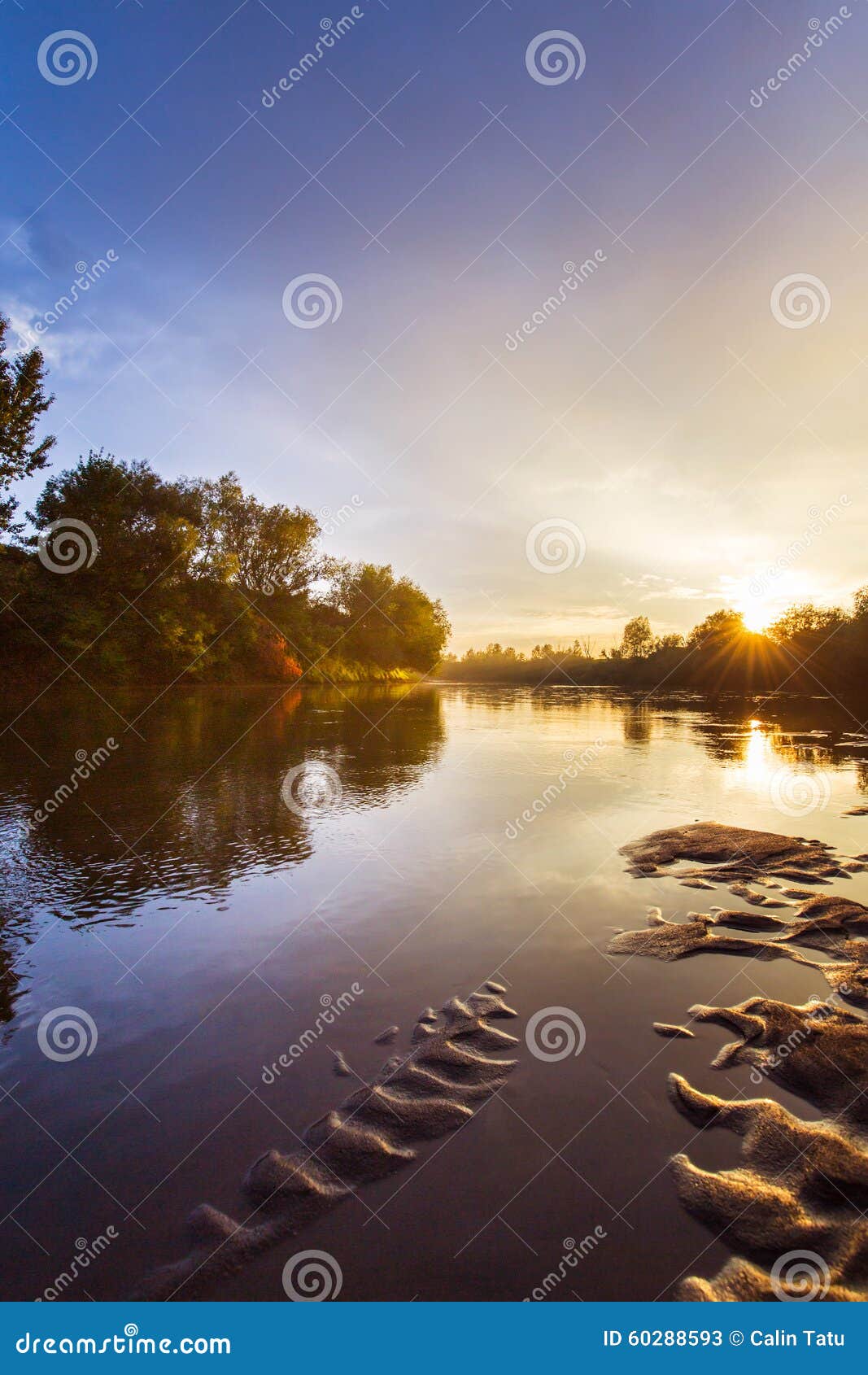 Beautiful Scenery with Sunset Reflection Stock Image - Image of america ...