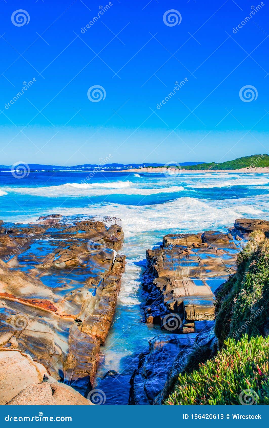 Beautiful Scenery of Water Hitting the Rocks and Cliffs in the Sea ...