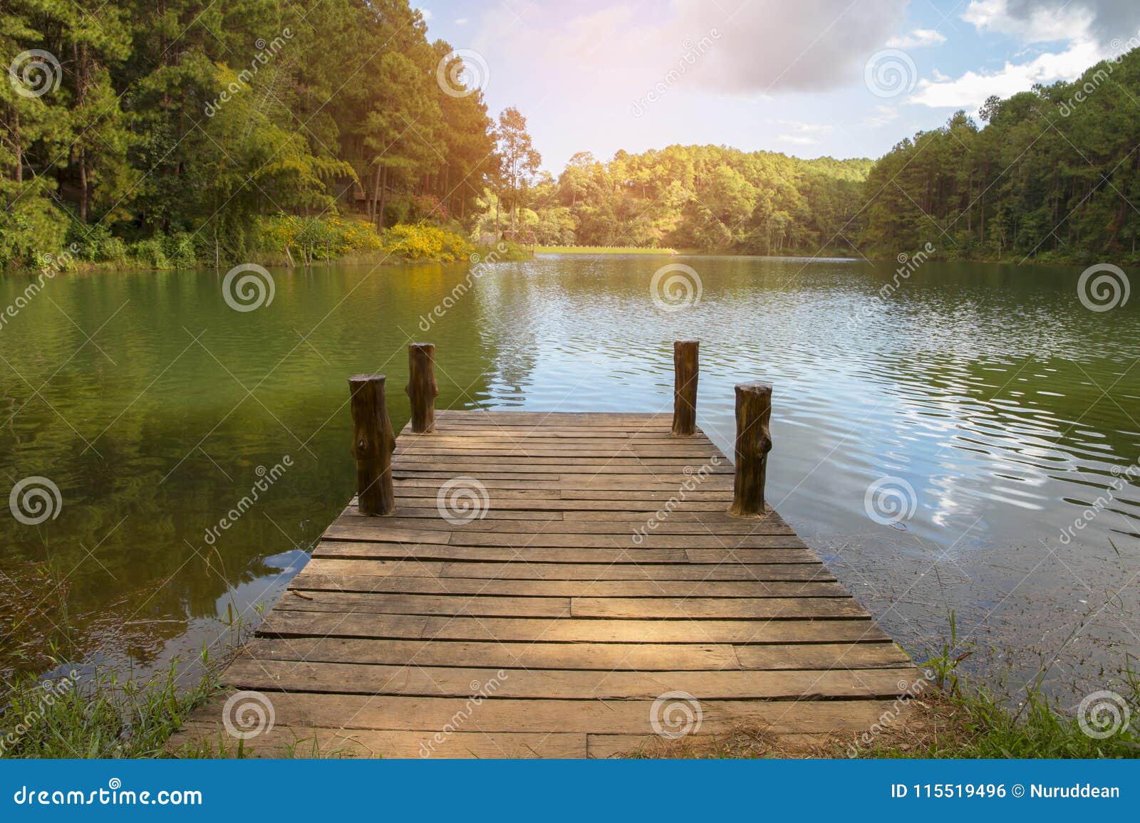 Beautiful Scenery - Wooden Dock beside Lake Stock Photo - Image of ...