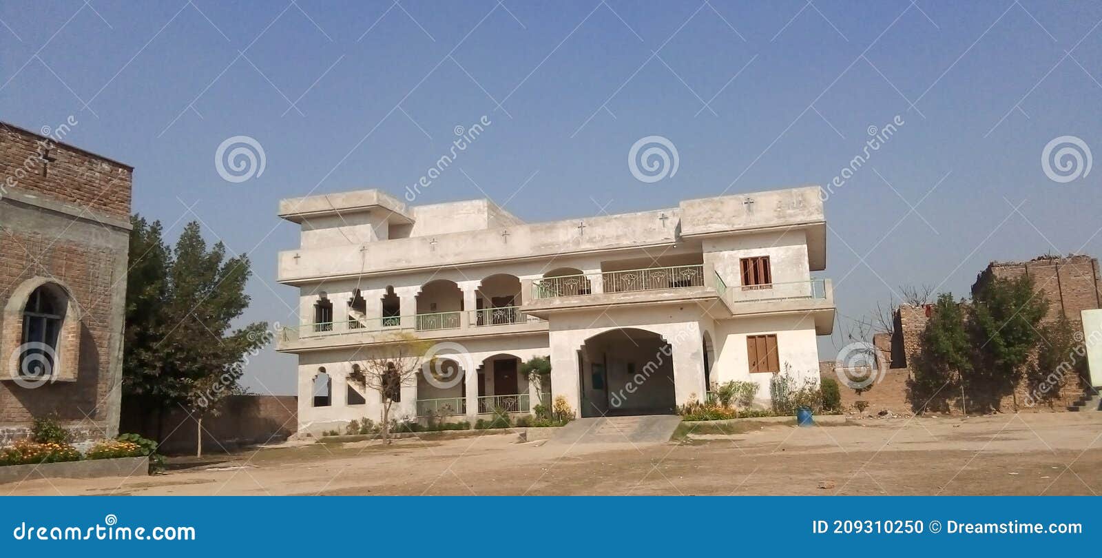 A Beautiful School Building Stock Photo - Image of school, monastery ...