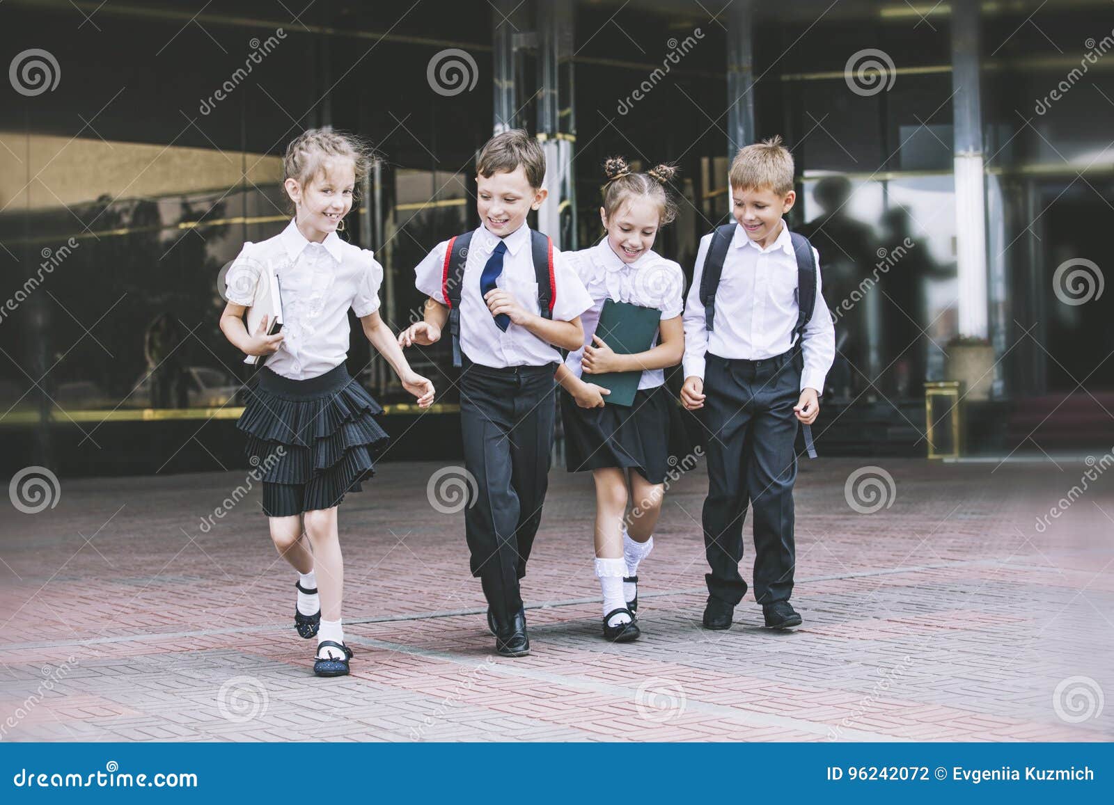 Beautiful School Children Active and Happy on the Background of Stock ...