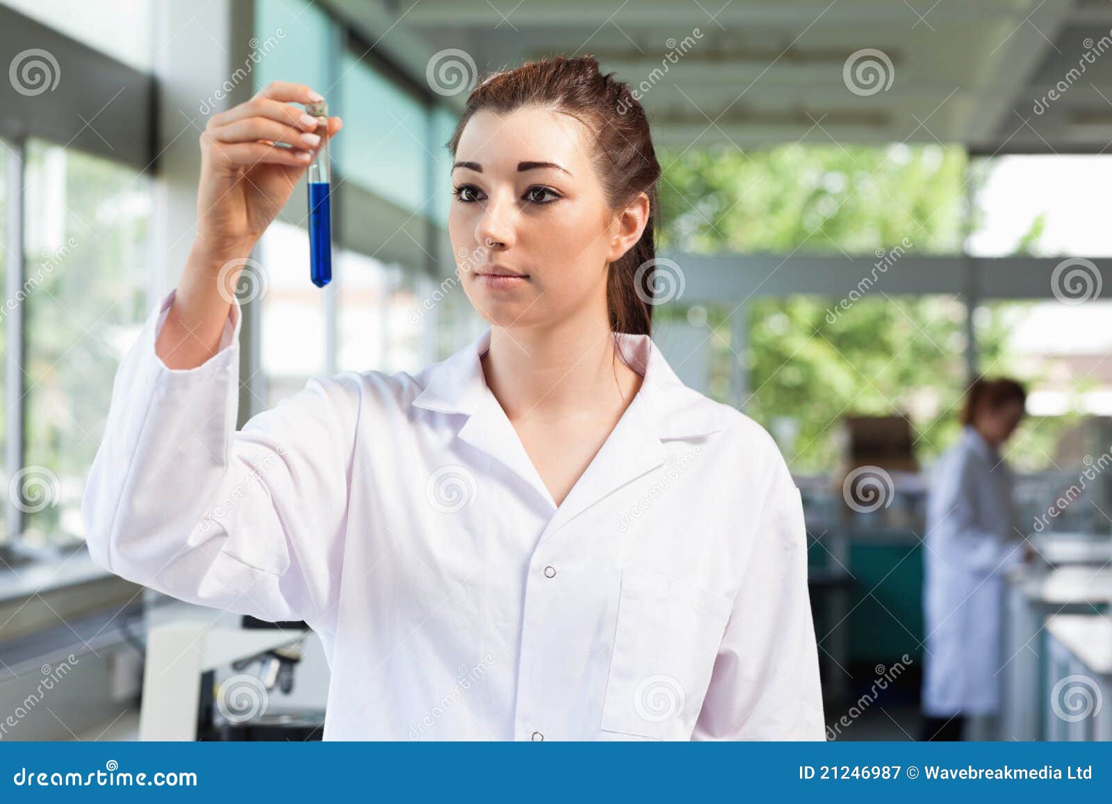 Beautiful Scientist Looking at a Test Tube Stock Image - Image of ...