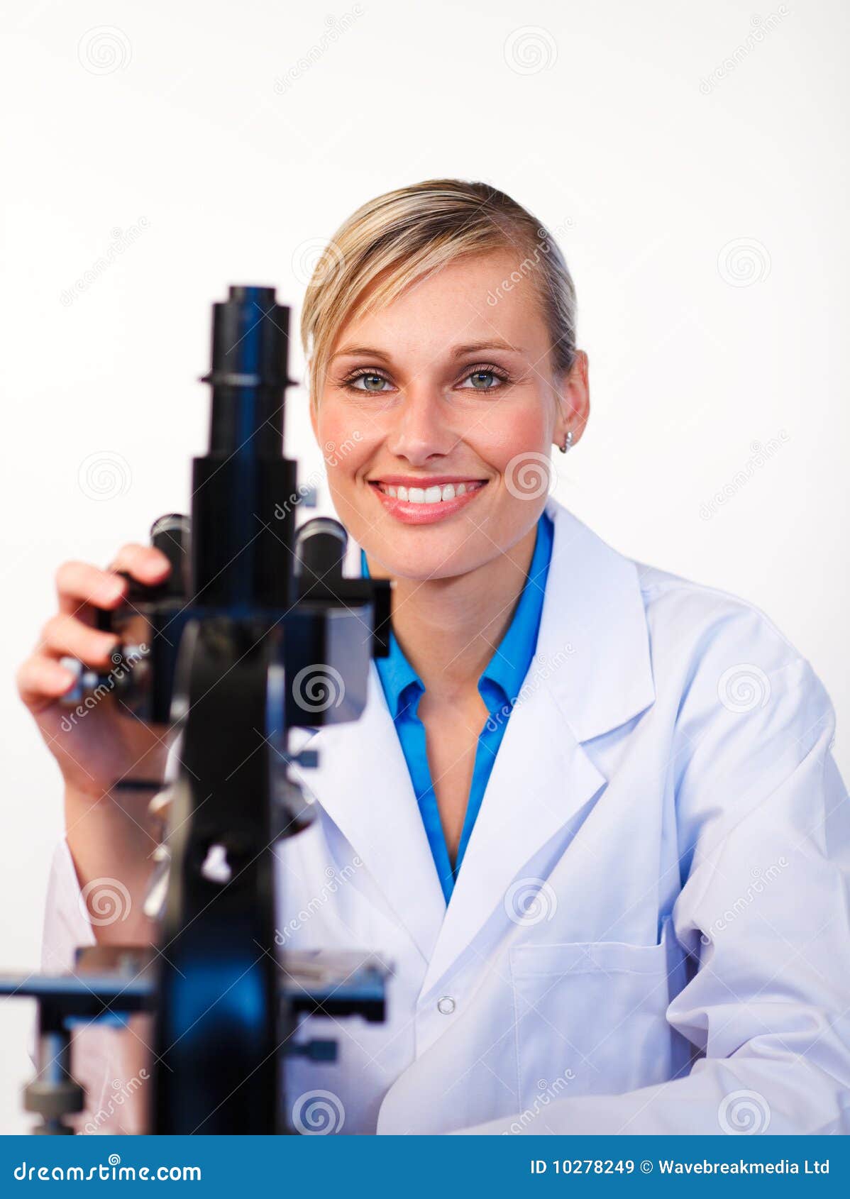 Beautiful Scientist with a Microscope Stock Image - Image of isolated ...
