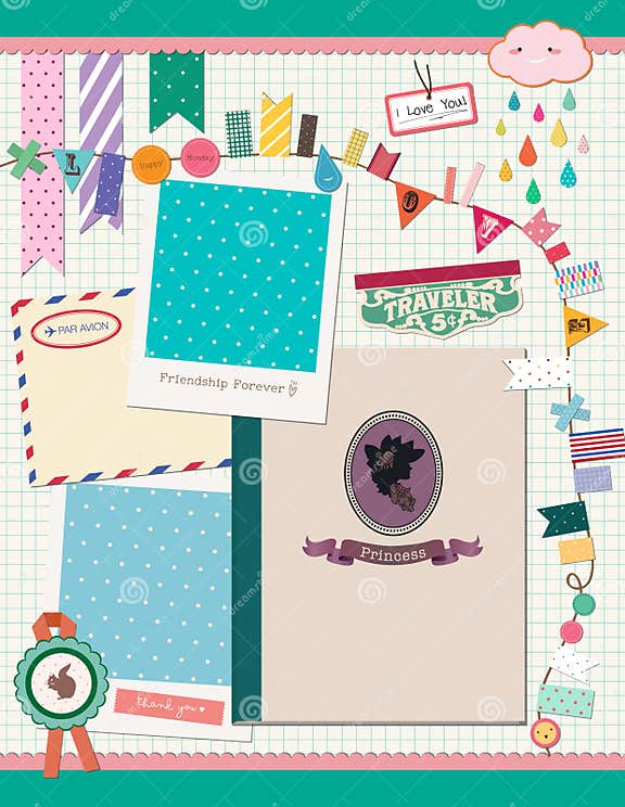 Beautiful Scrapbooking Elements Stock Vector - Illustration of happy ...