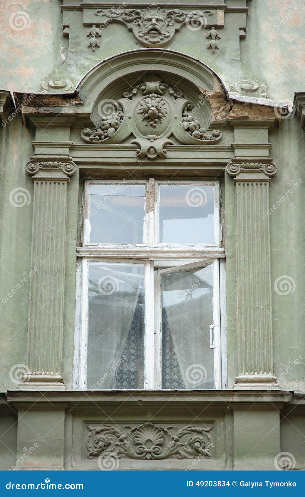 Beautiful Sculpture Window Classic Style Green Stock Photo - Image of ...