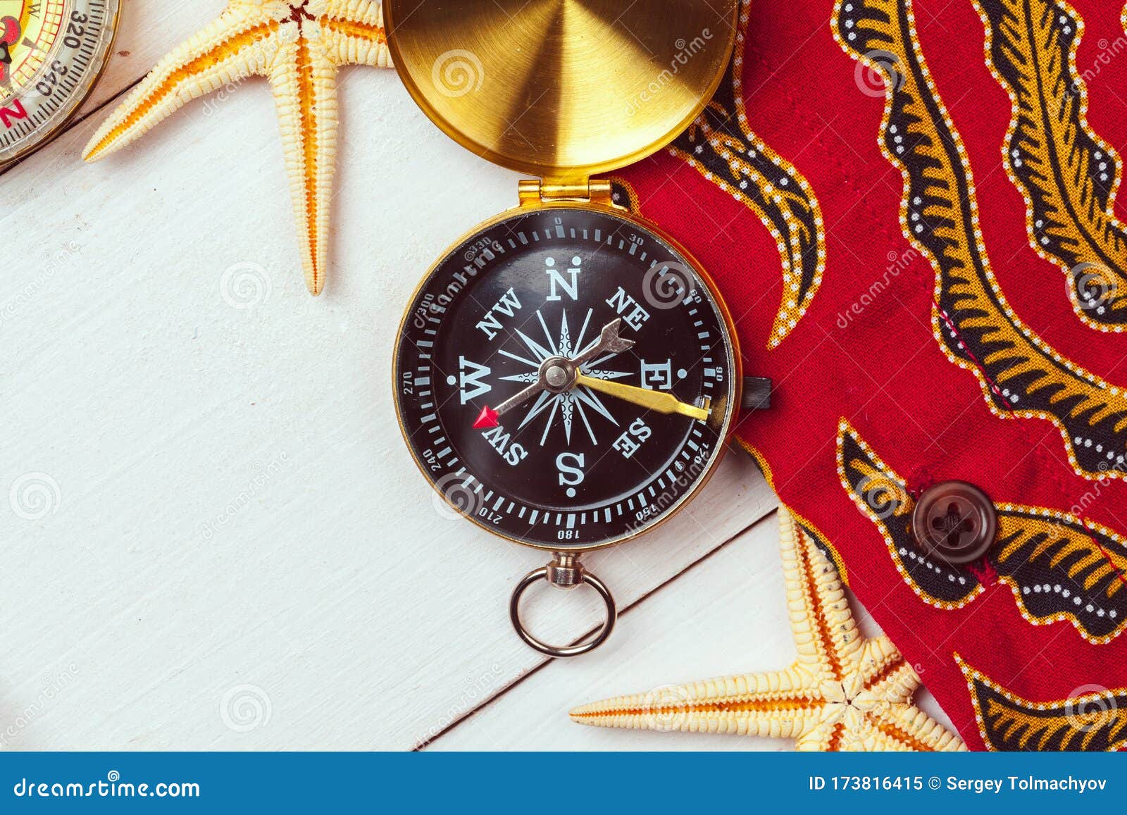 Beautiful Sea Composition with Shells and Vintage Compass Stock Image ...