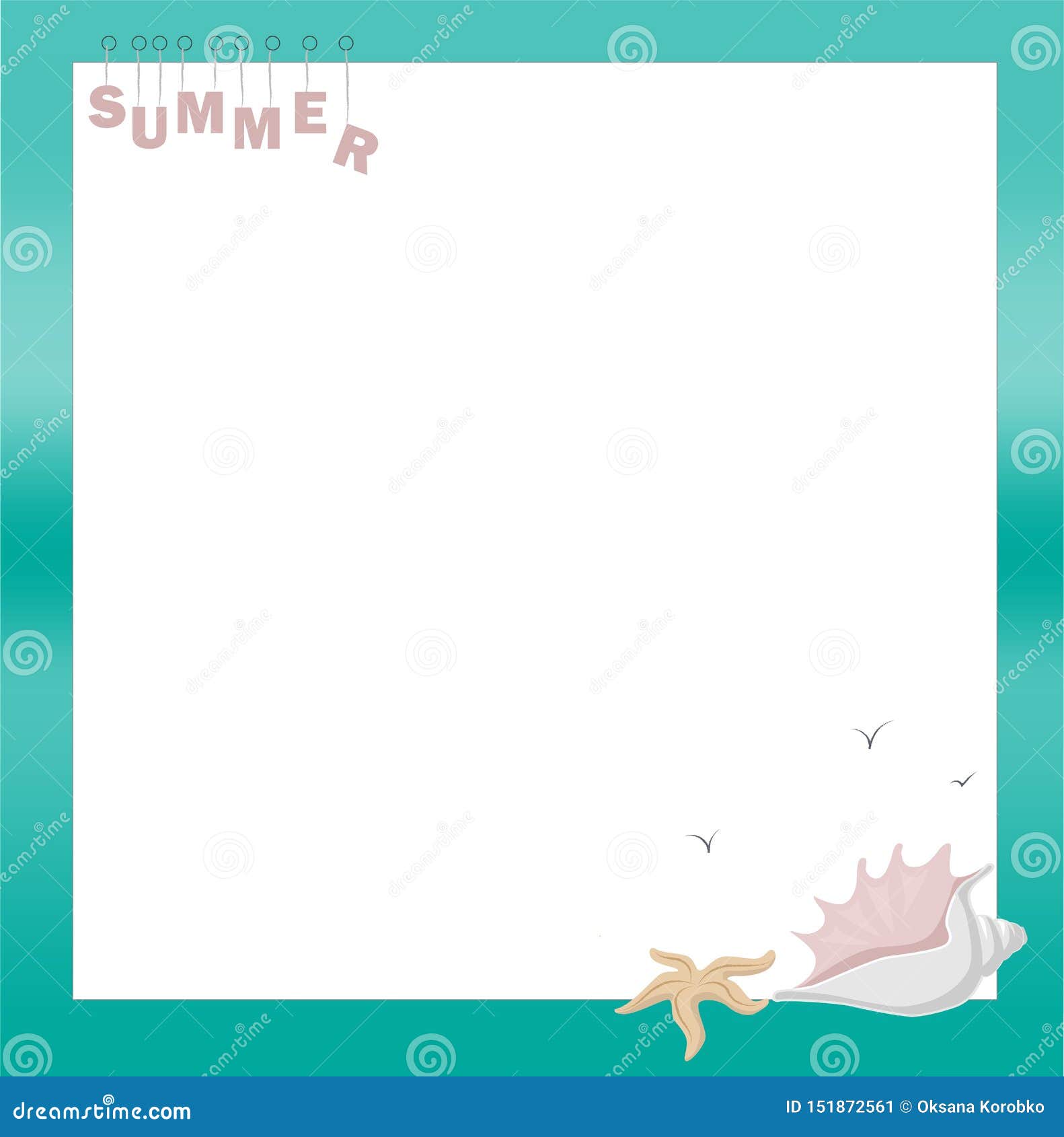 Beautiful Sea Frame with Shells. Vector Illustration Stock Vector ...