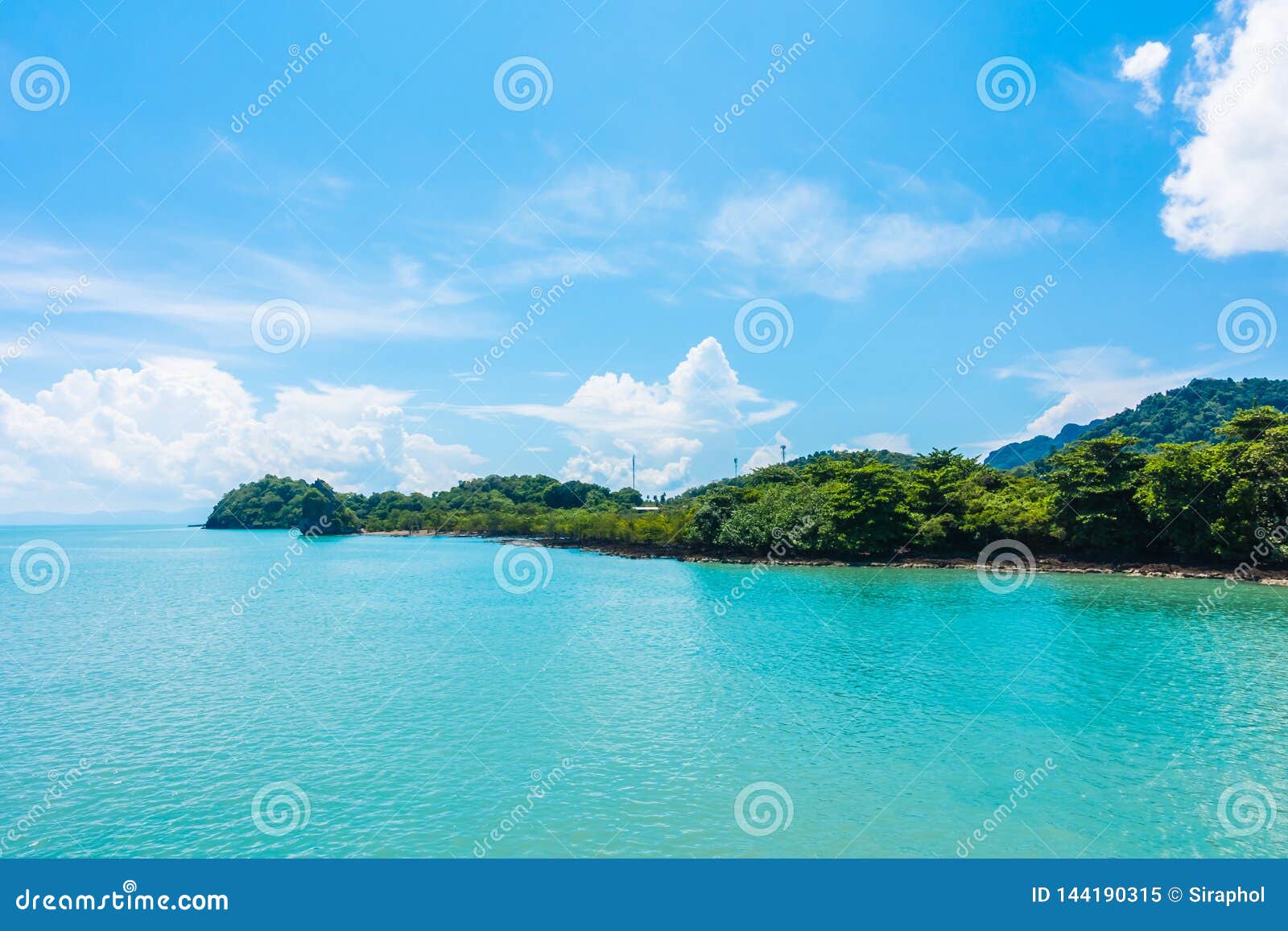 Beautiful Sea and Ocean with Cloud on Blue Sky Stock Image - Image of ...