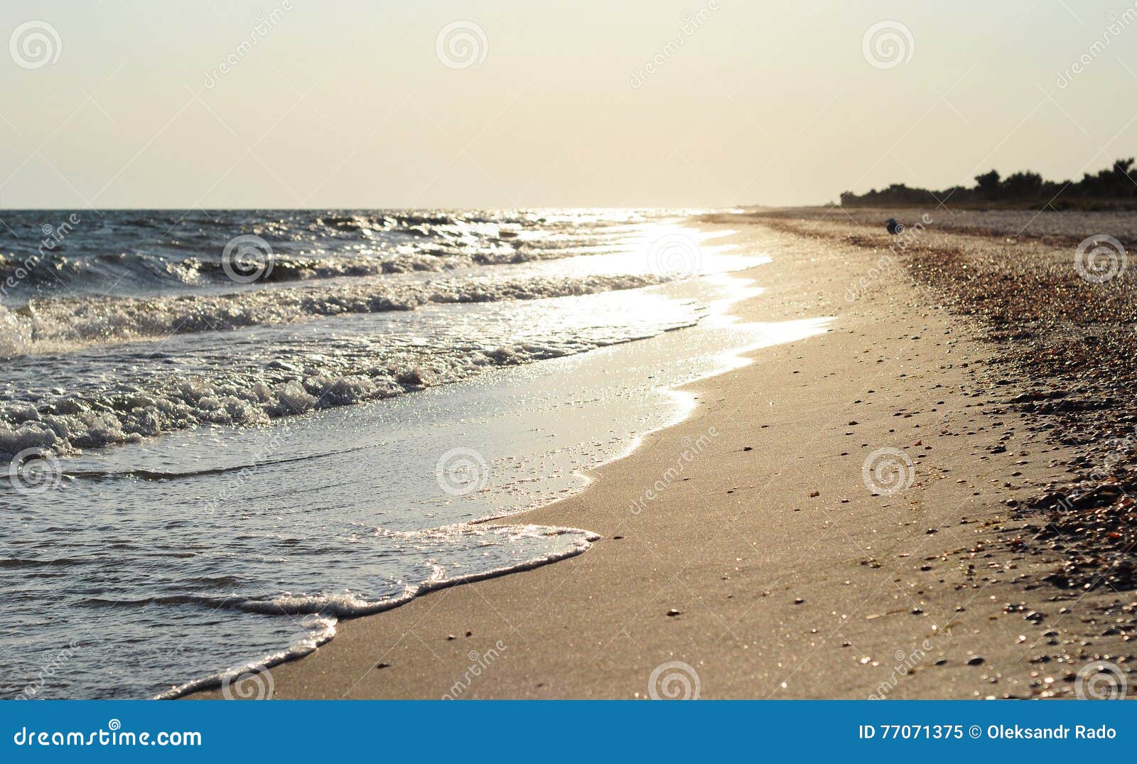 Beautiful Sea, Ocean Sunset with Soft Waves on Sandy Beach Stock Image ...
