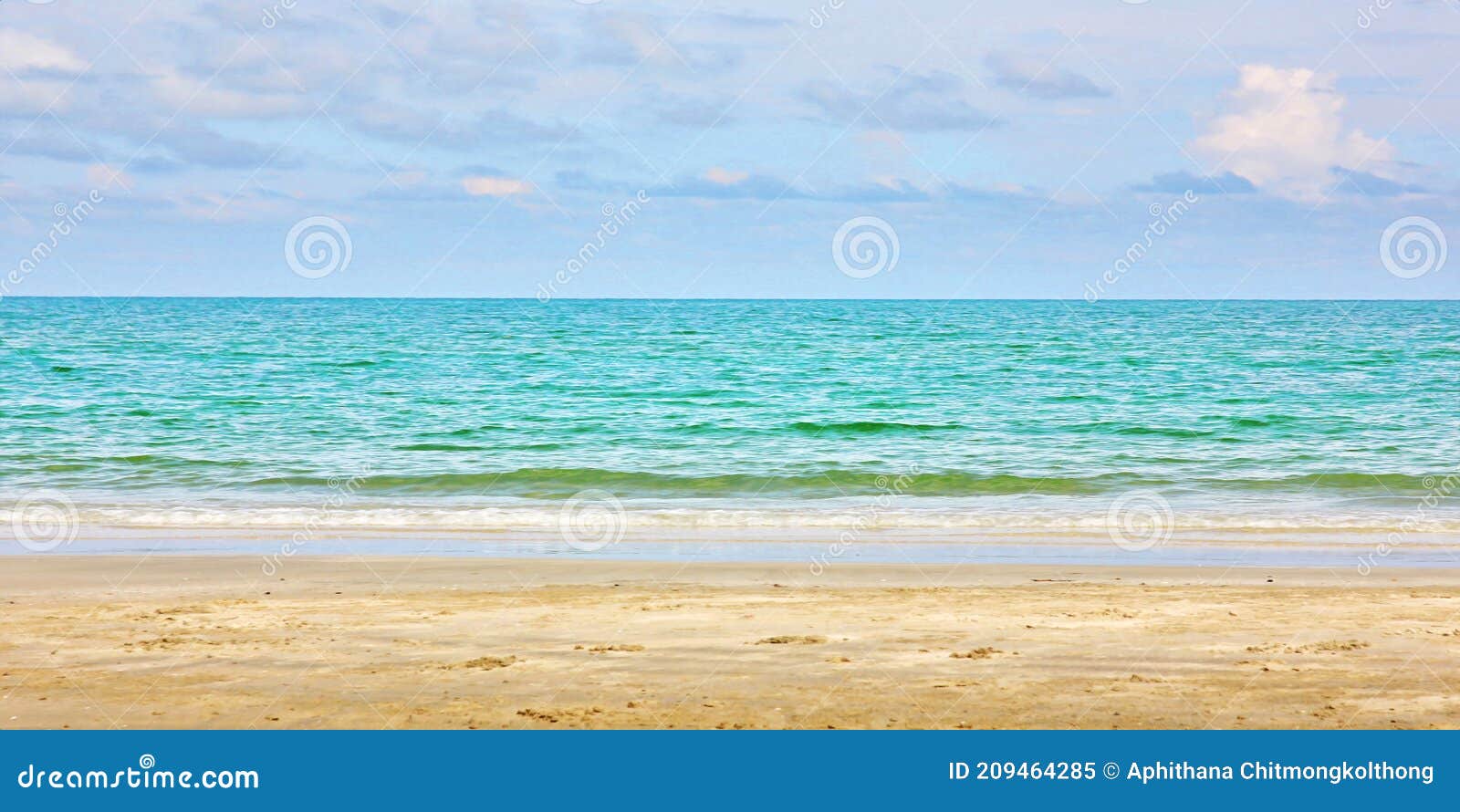 The Beautiful Sea Sand Beach with Blue Sky White Cloud Panarama ...