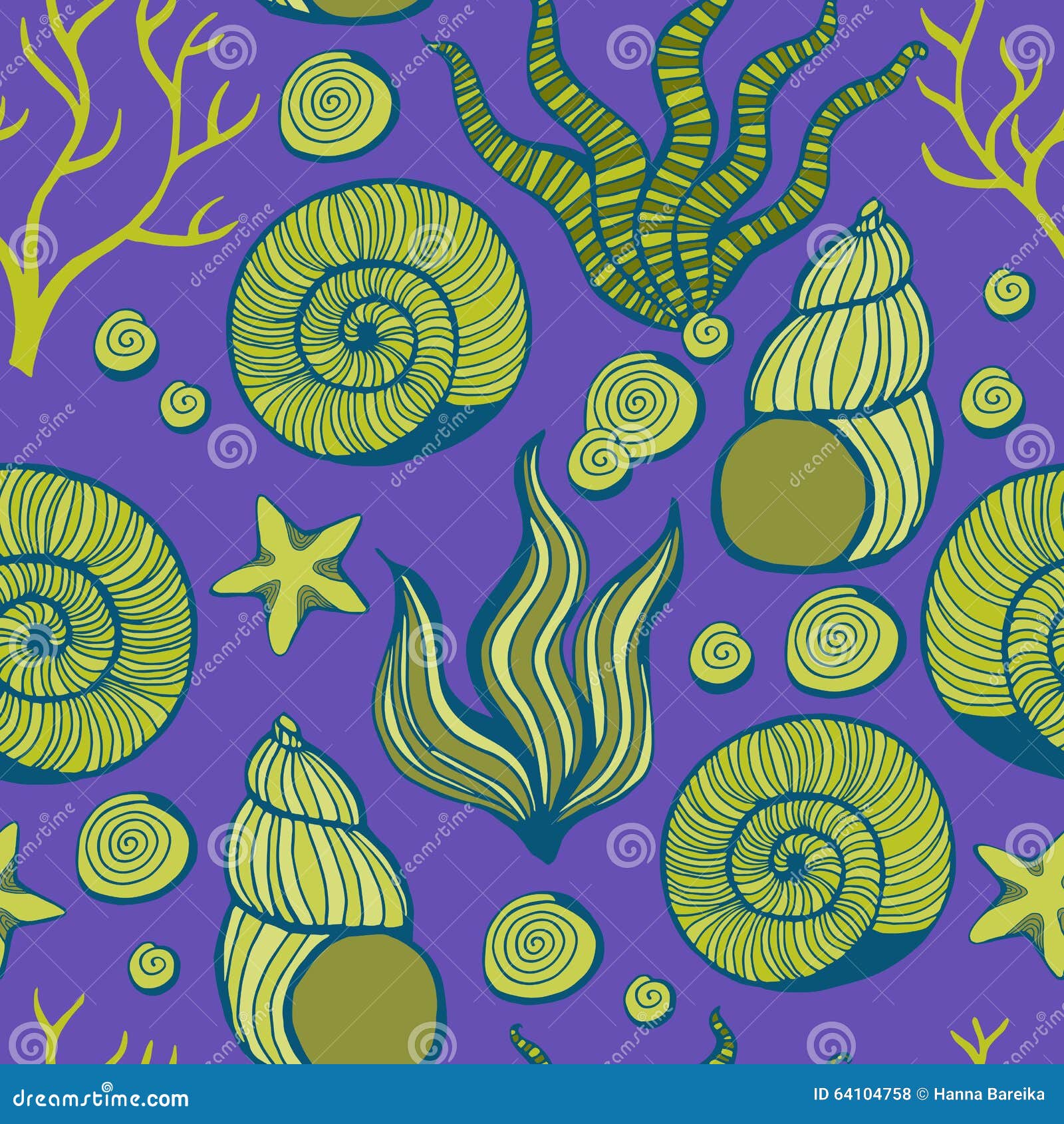 Beautiful Sea Shell Set Vector Seamless Pattern. Stock Vector ...