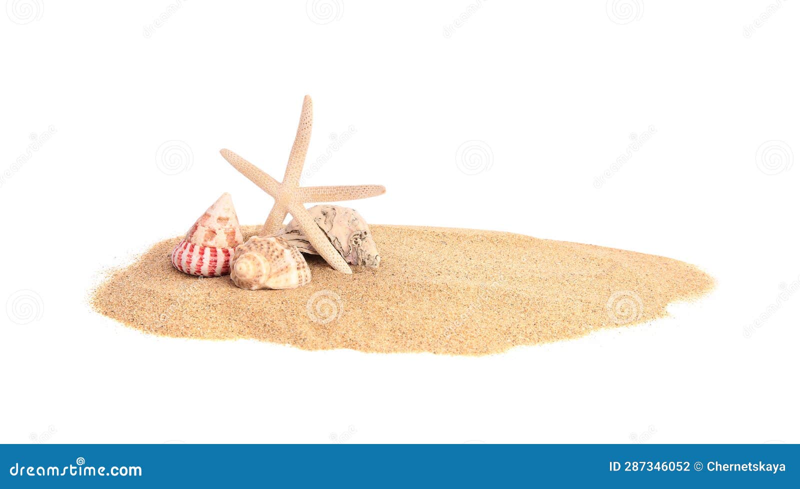 Beautiful Sea Star, Shells and Sand Isolated on White Stock Photo ...