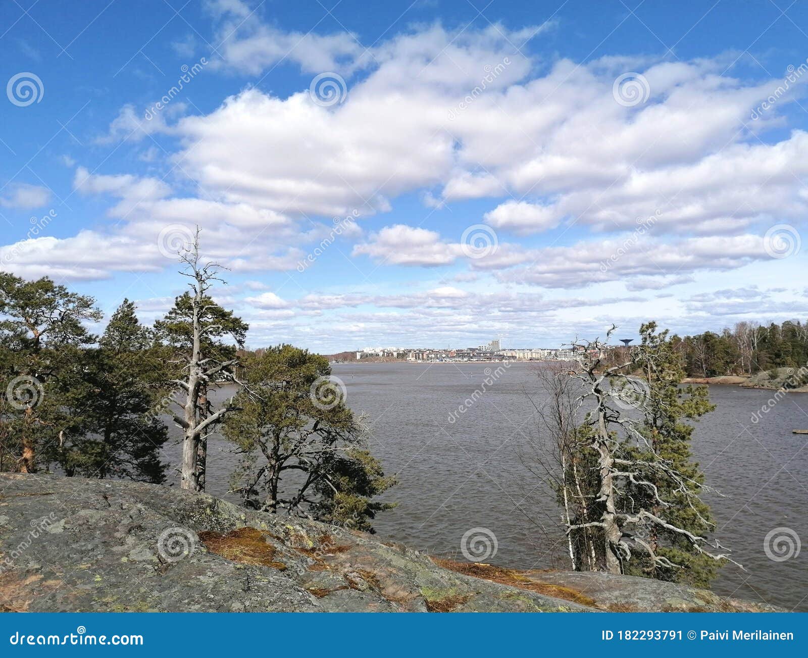 Beautiful Sea View with Blue Sky Filled with Magnificent Clouds Stock ...