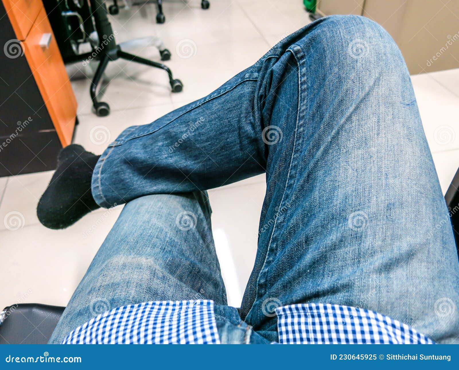 Beautiful Seam Jeans with a Comfortable, Relaxed Pose. Stock Image ...