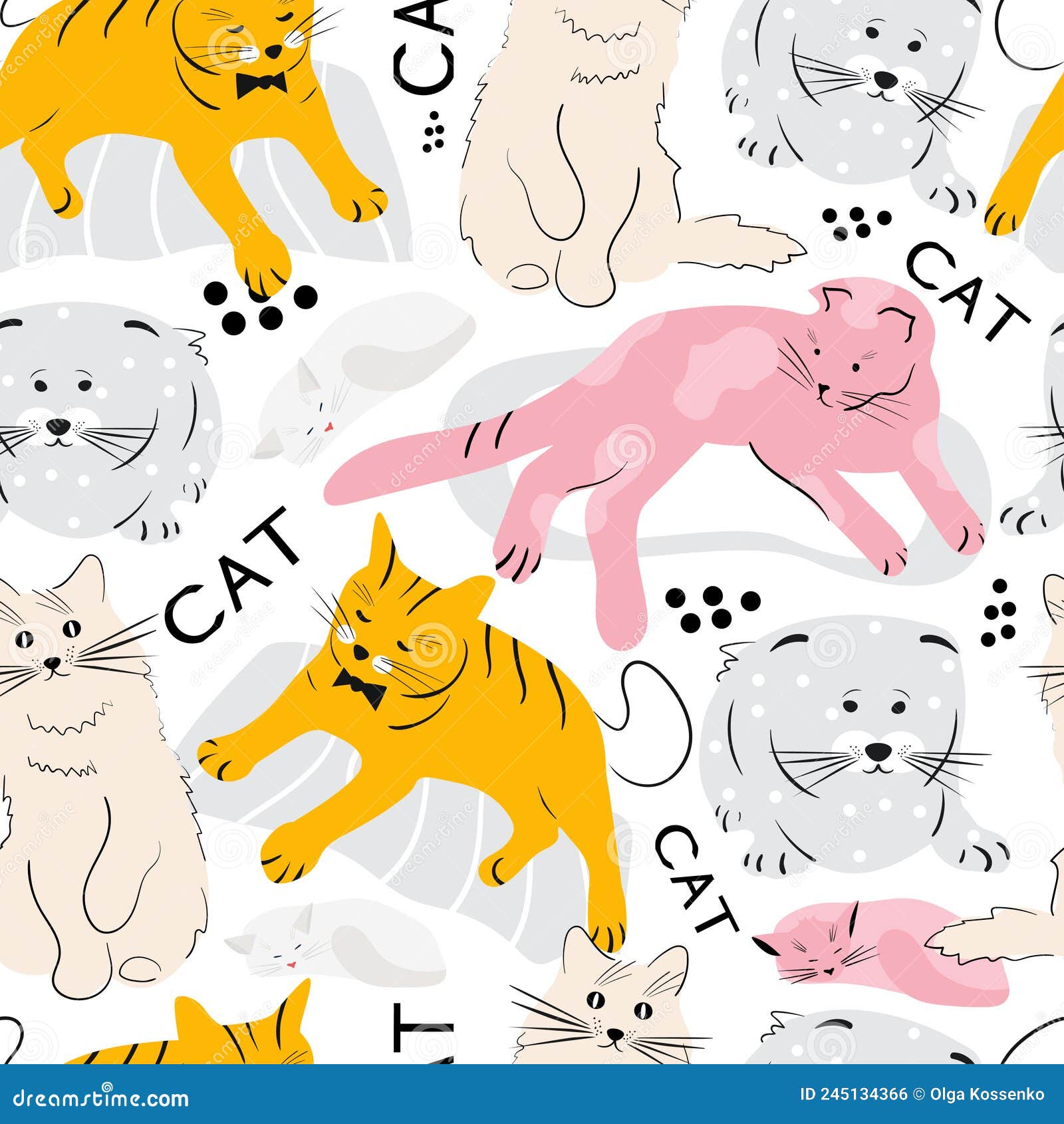 Beautiful Seamless Background with Cats. Wallpaper Stock Illustration ...