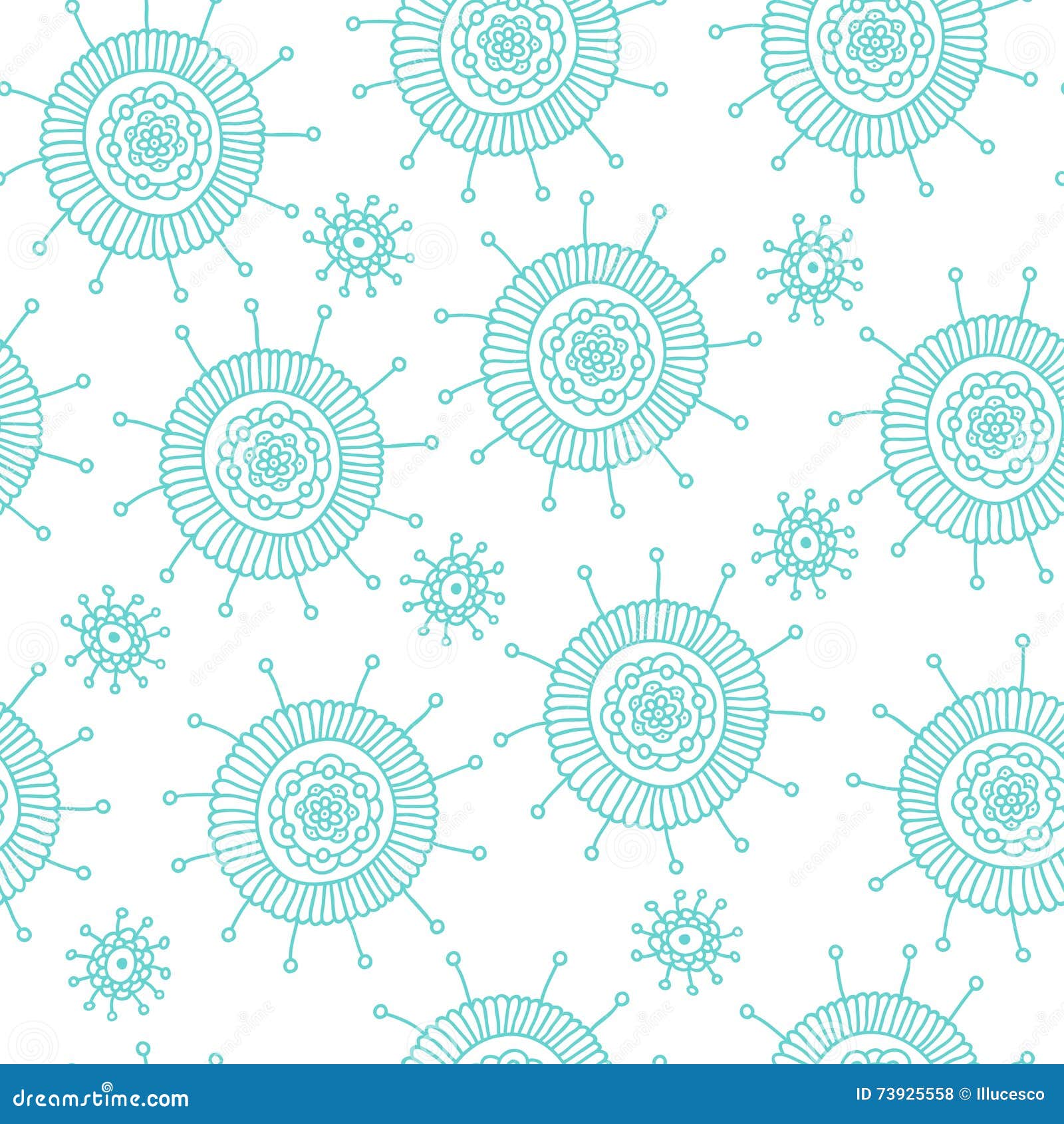 Beautiful Seamless Blue Doodle Flower Pattern. Abstract Cute Background ...