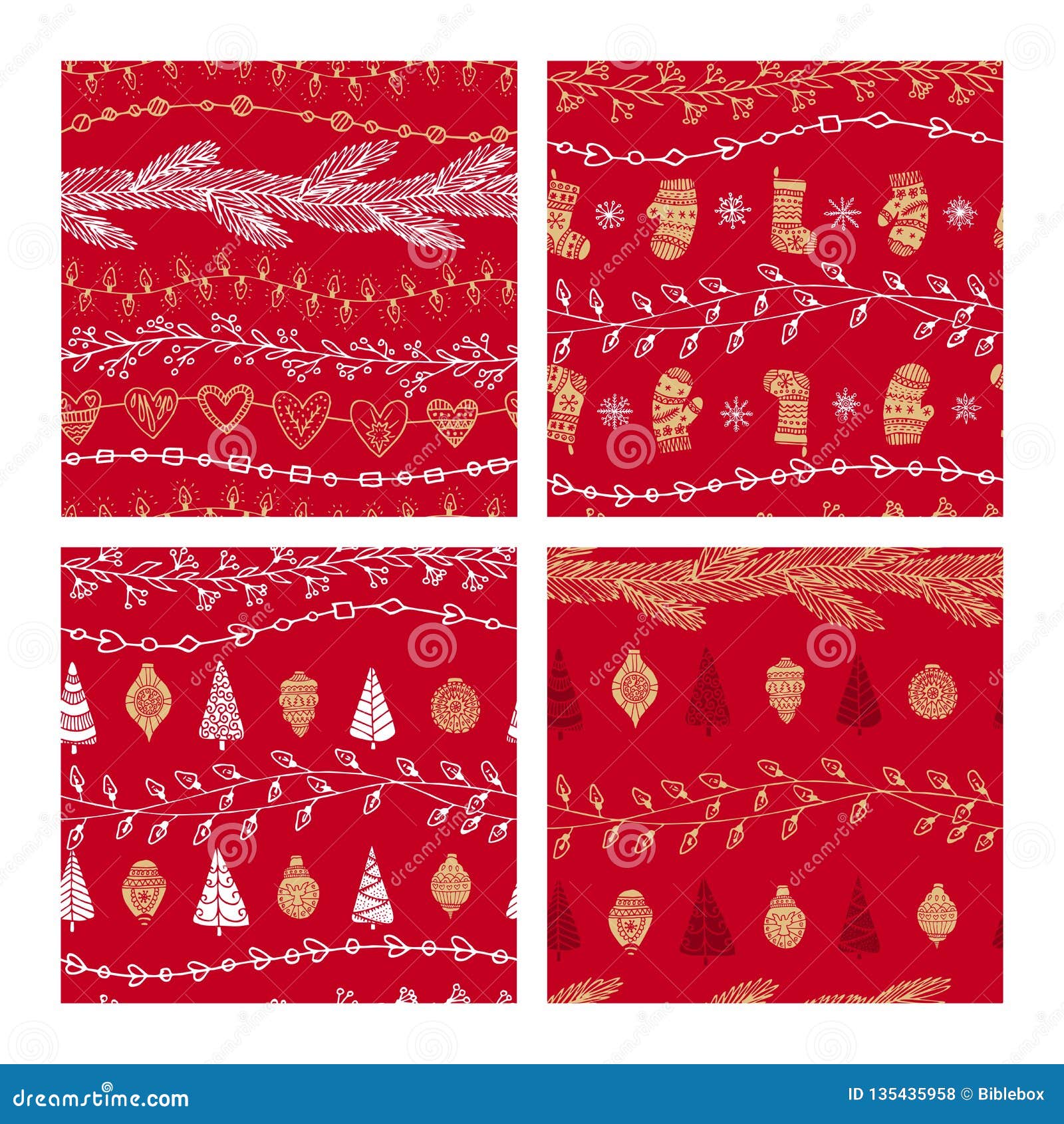 Beautiful Seamless Christmas and Winter Patterns, Drawn by Hand. Many ...