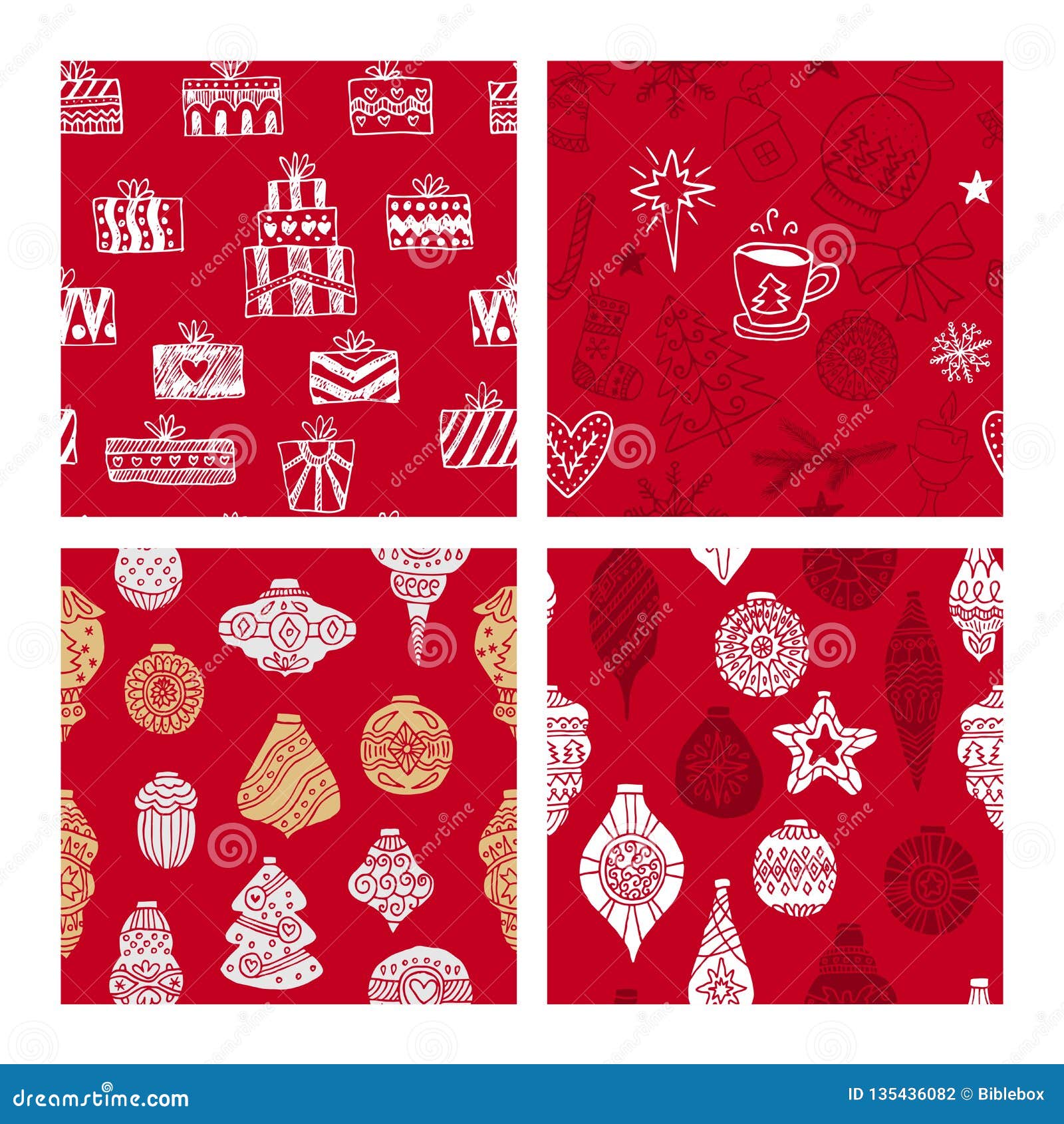 Beautiful Seamless Christmas and Winter Patterns, Drawn by Hand. Many ...