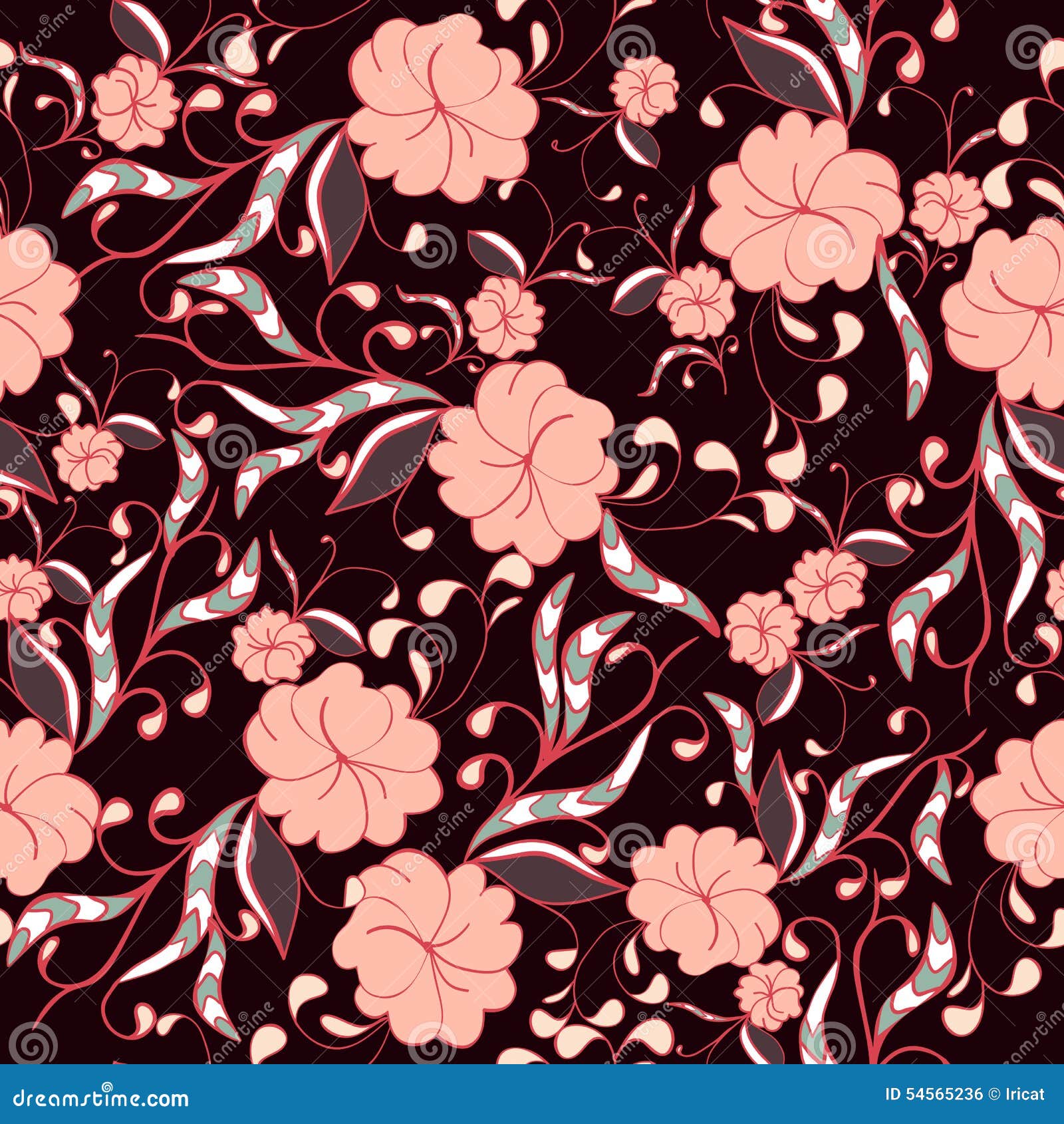 Beautiful Seamless Floral Pattern in Bright Pink and Burgundy Tones ...