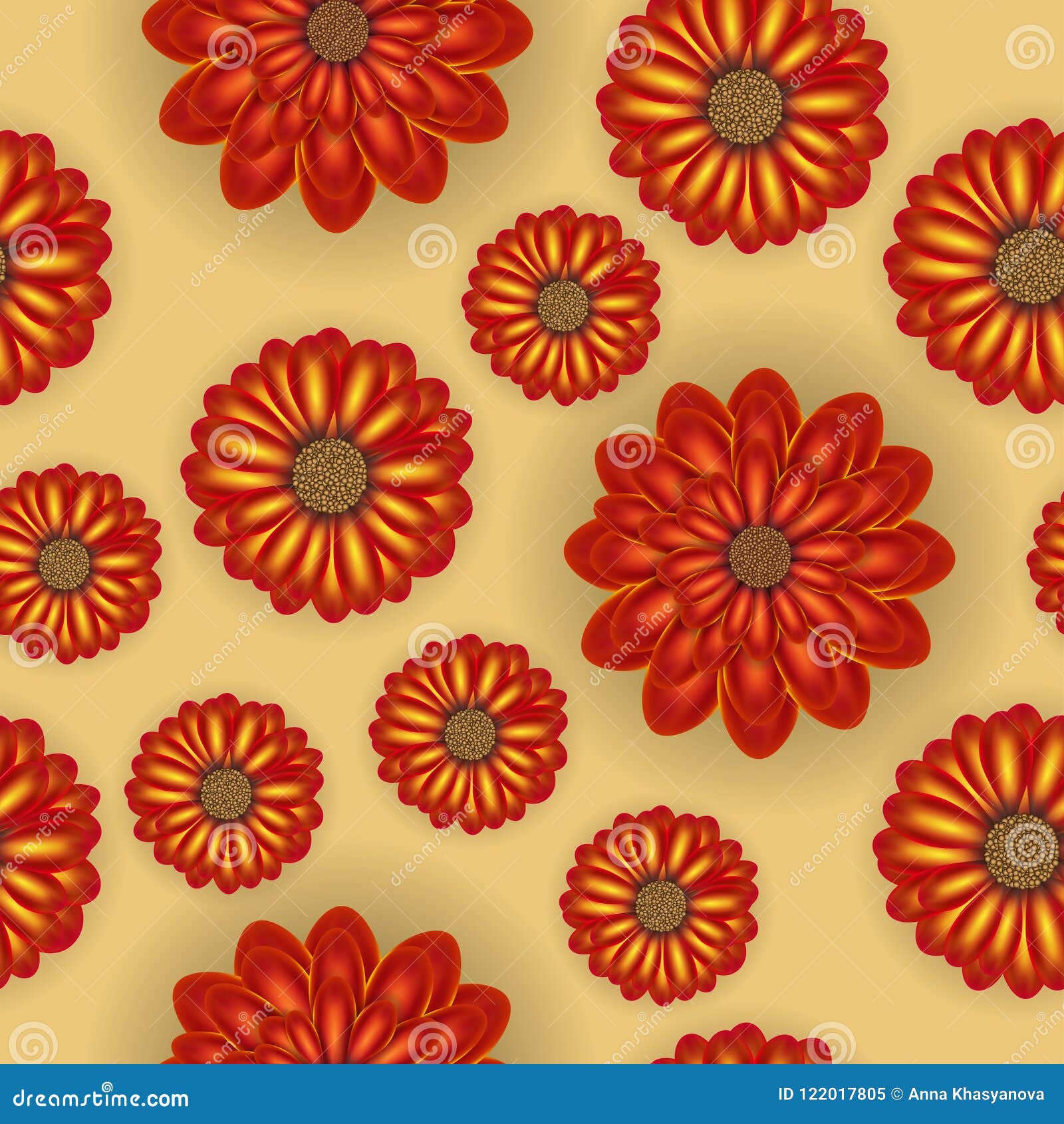 Beautiful Seamless Floral Realistic Colorful Pattern. Flower Vector ...