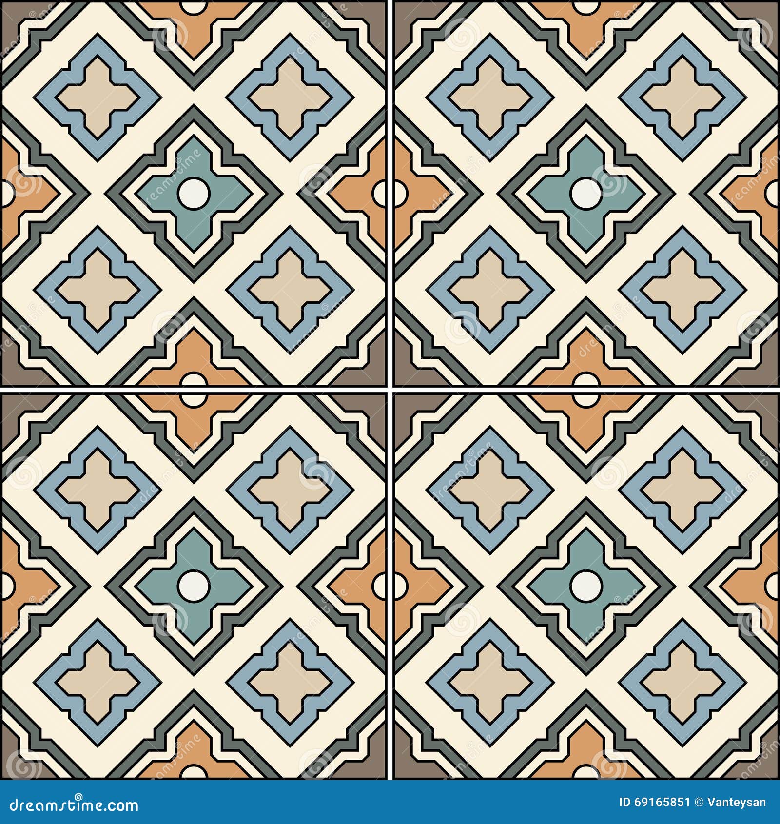 Beautiful Seamless Ornamental Tile Background Vector Illustration ...