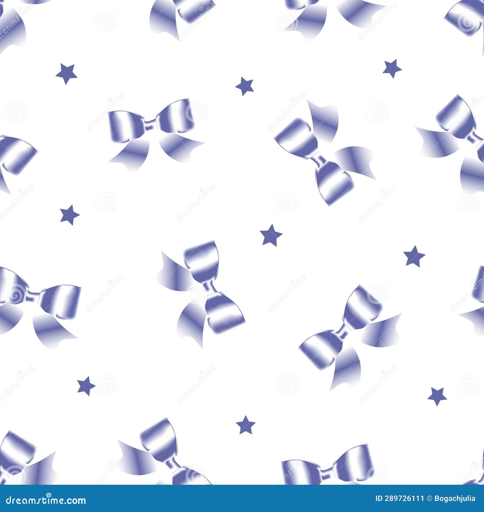 Beautiful Seamless Pattern with Blue Satin Bows on a Blue Background ...