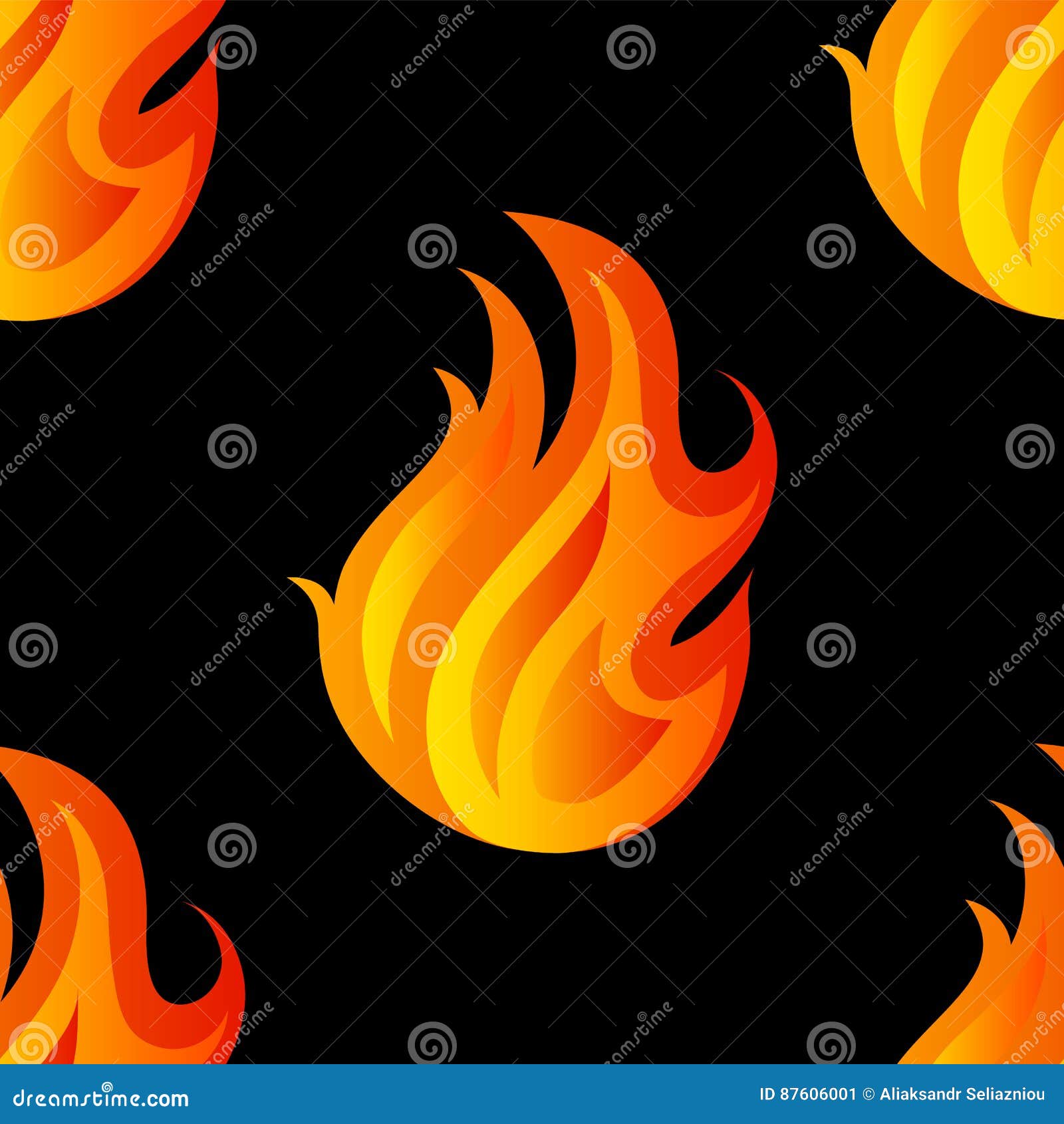 Beautiful Seamless Pattern with Flames of Fire Stock Vector ...