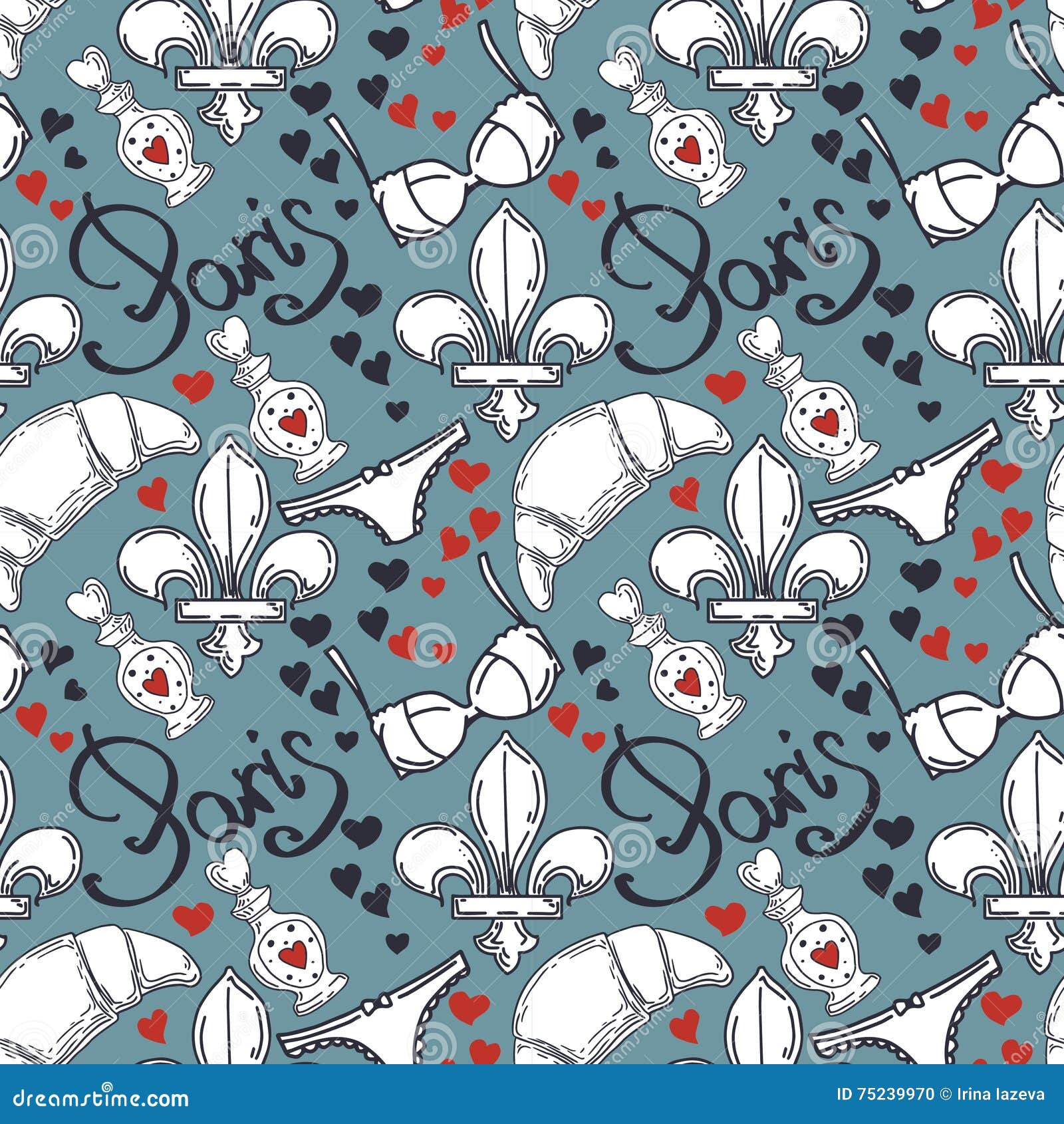 Beautiful Seamless Pattern for France Symbols Stock Vector ...