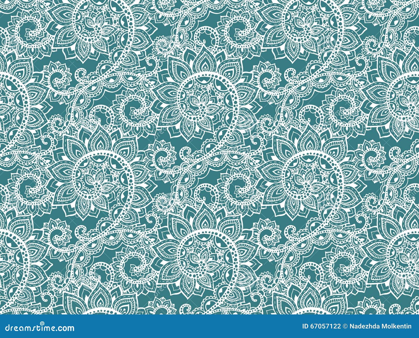 Beautiful Seamless Pattern with Hand Drawn Abstract Scroll Flowers ...