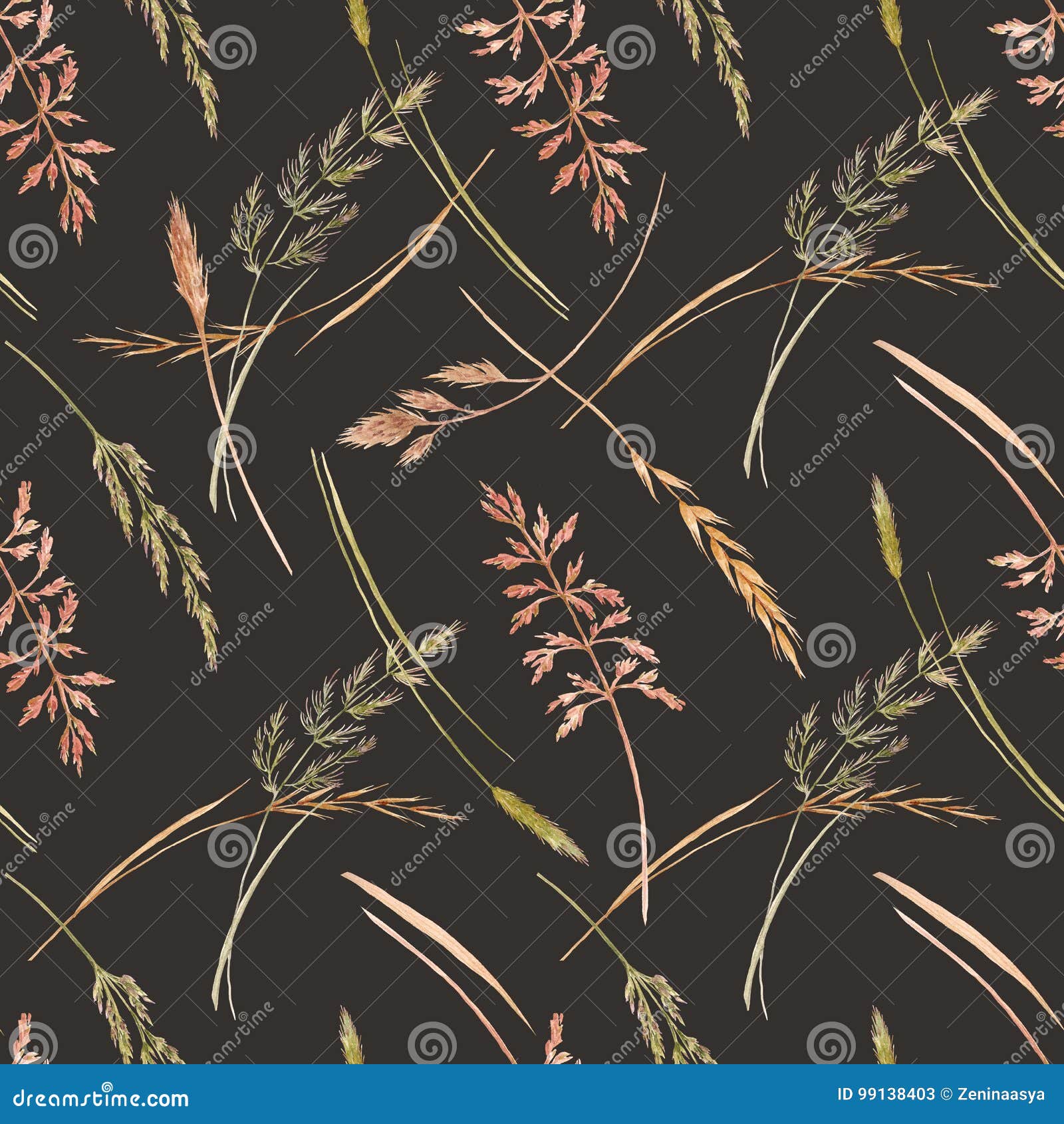 Wild field grass pattern stock illustration. Illustration of decoration ...