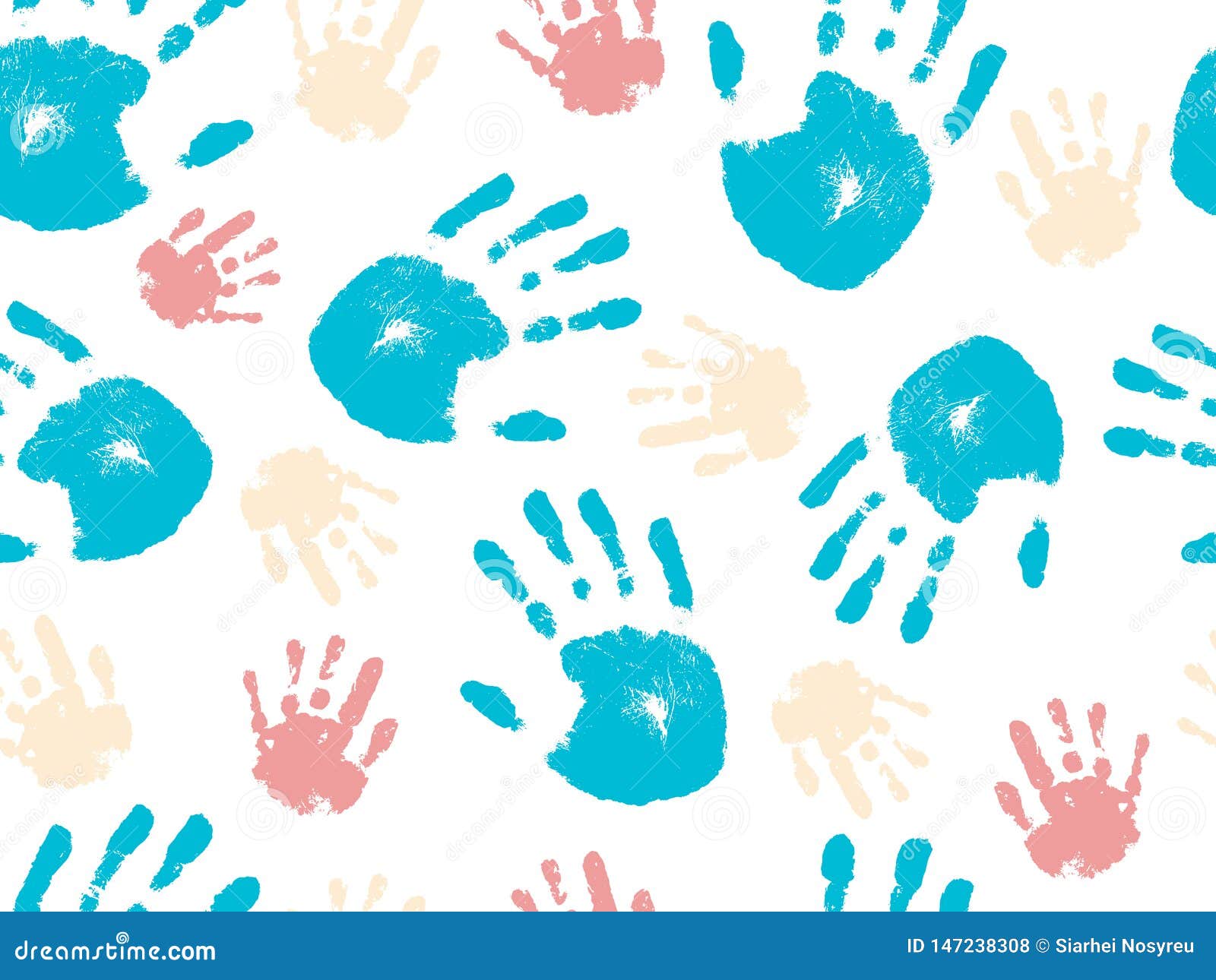 Beautiful Seamless Pattern of the Human Palm of the Hand. Vector ...