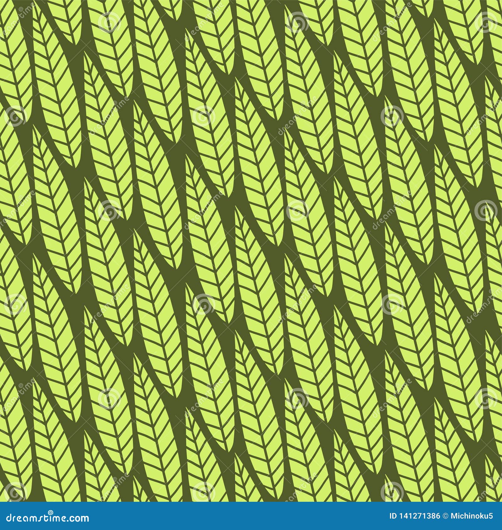 Beautiful Seamless Pattern with Light Green Leaves. Vector Illustration. Summer Design. Stock ...