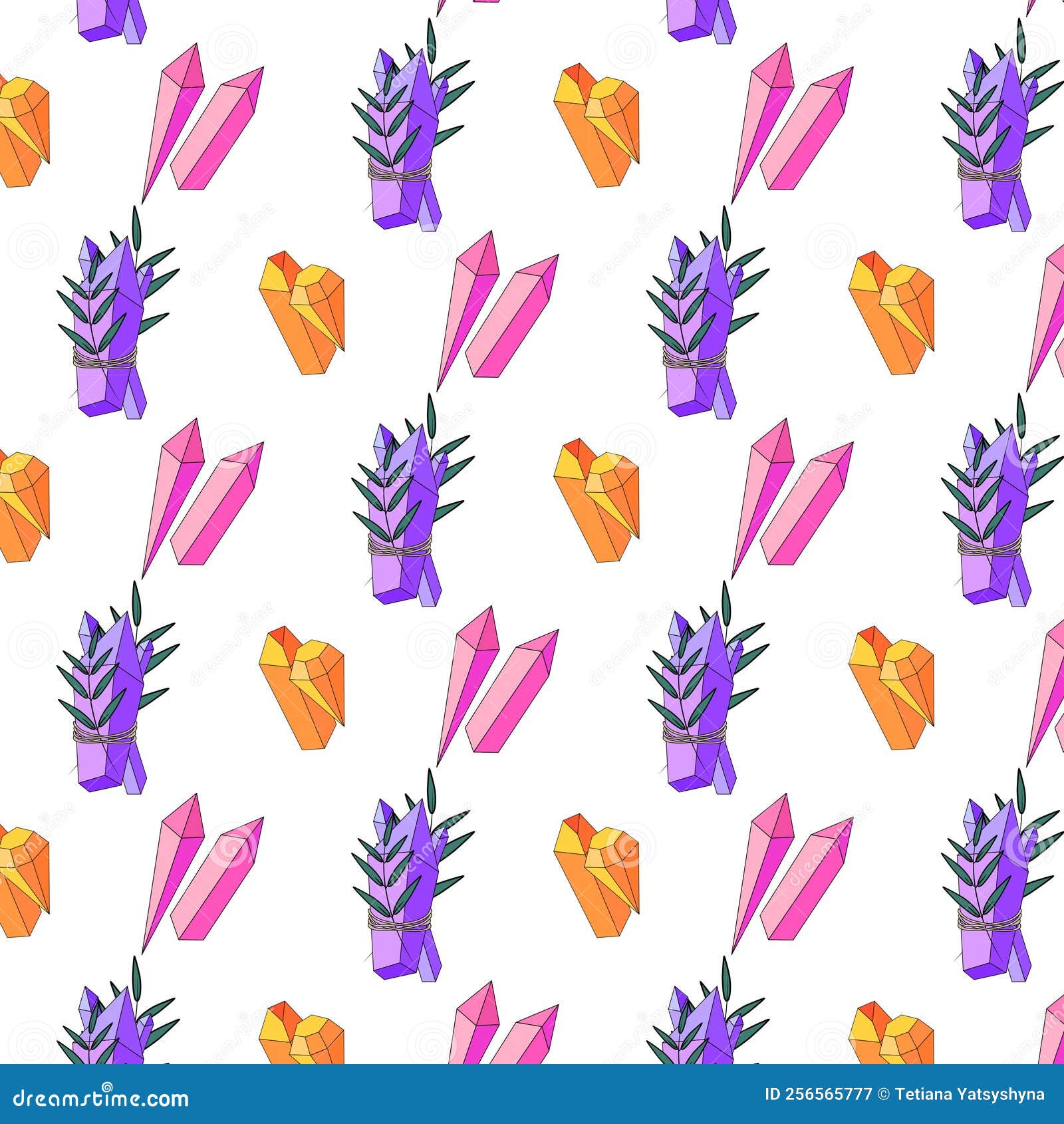 Beautiful Seamless Pattern with Magic Colored Crystals Stock Vector ...