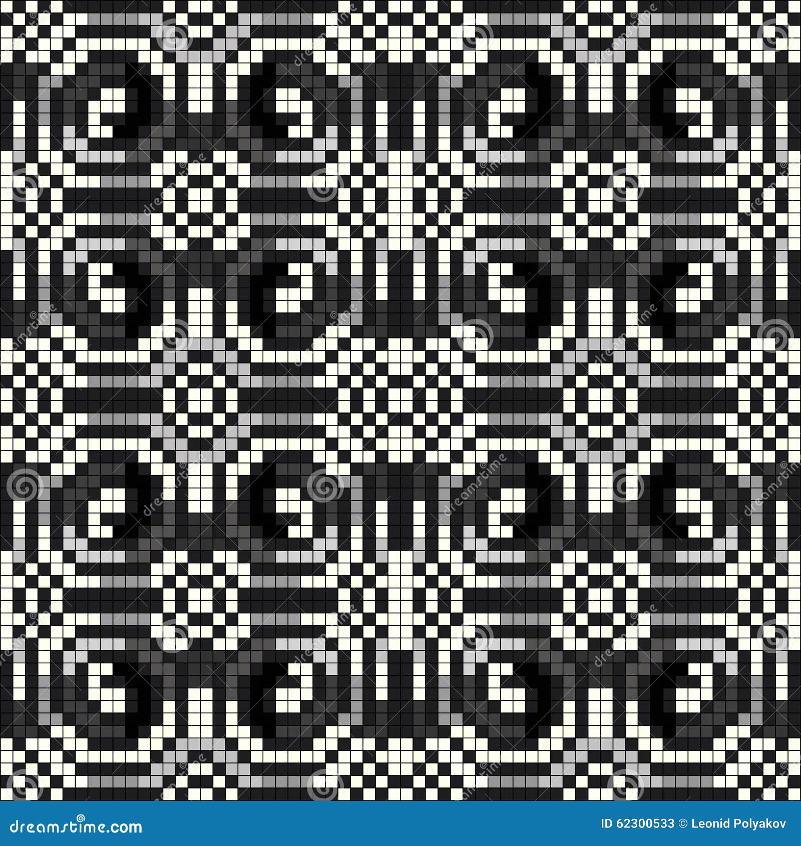 Beautiful Seamless Pattern Monochrome Pixels Vector Illustration Stock ...