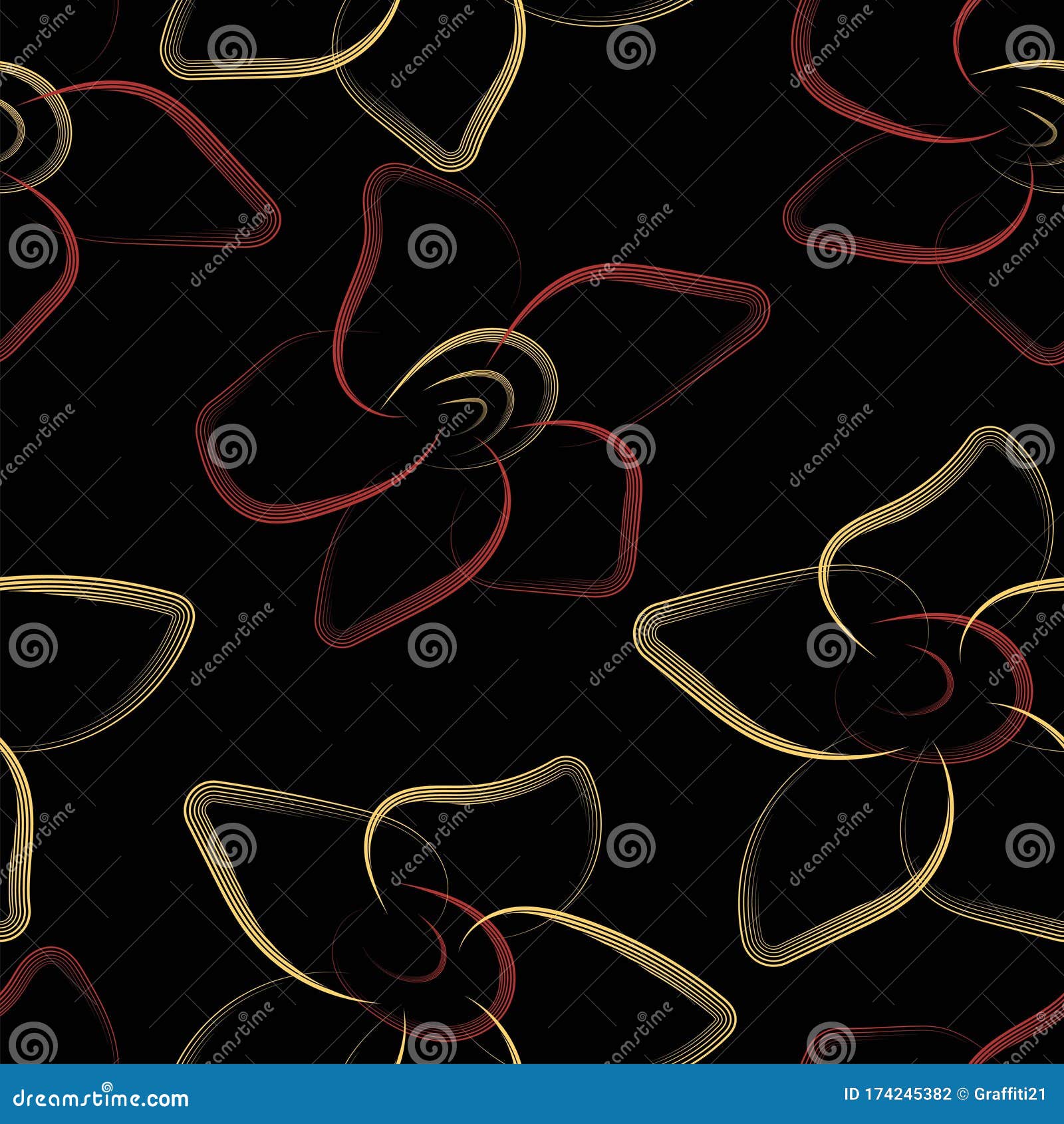 Beautiful Seamless Pattern with Multi-colored Flowers on Black ...