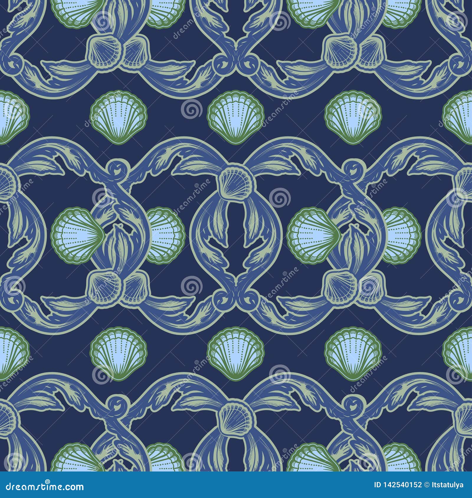 Beautiful Seamless Pattern with Shells. Vector Texture for Wallpapers ...